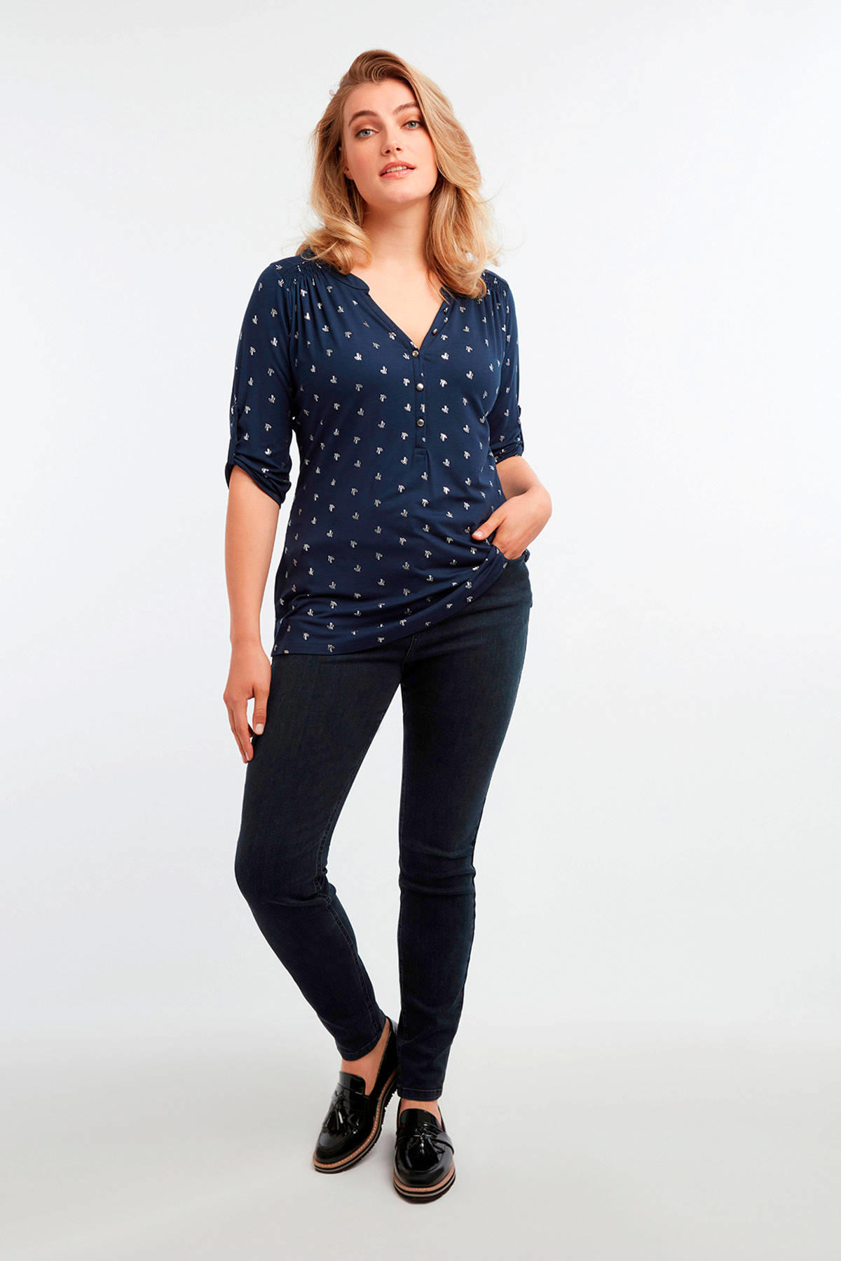 MS Mode top met all over print marine | wehkamp