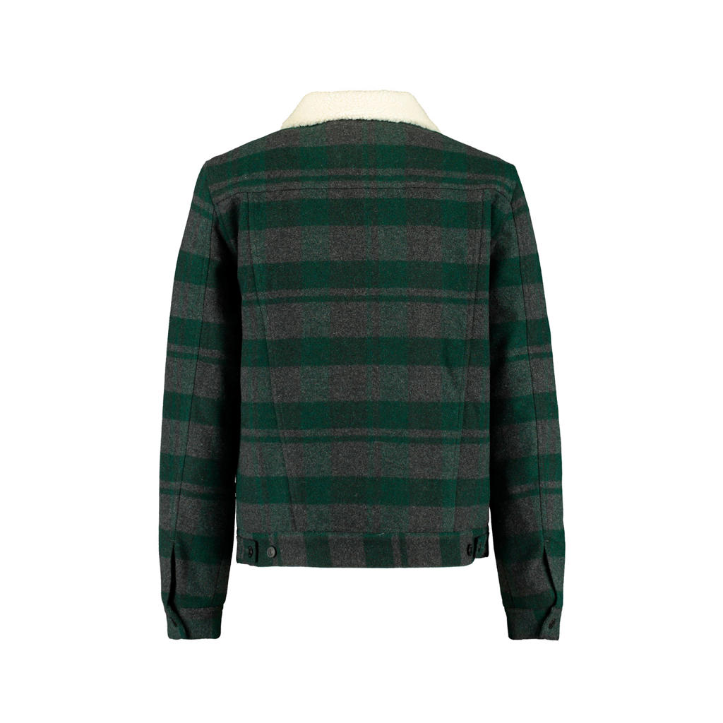 America Today geruite winterjas met wol groen/grijs | wehkamp