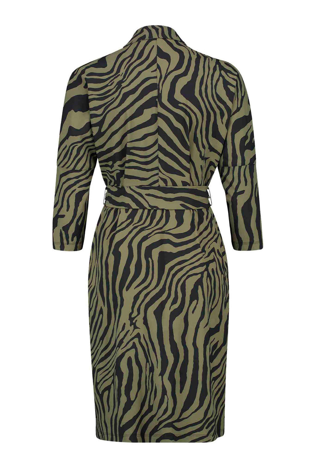 Expresso jurk travelstof met zebraprint en ceintuur groen/zwart | wehkamp