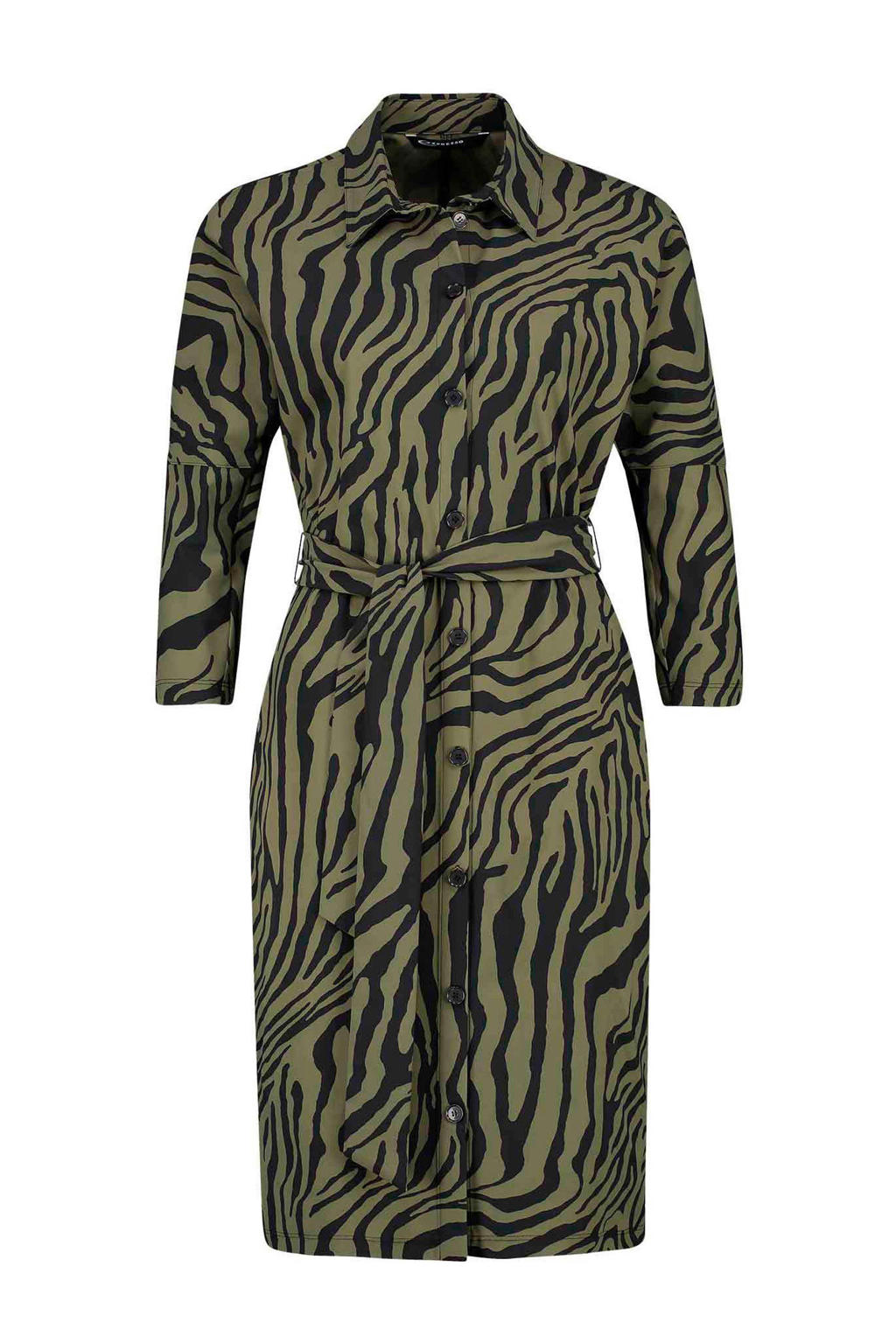 Expresso jurk travelstof met zebraprint en ceintuur groen/zwart | wehkamp