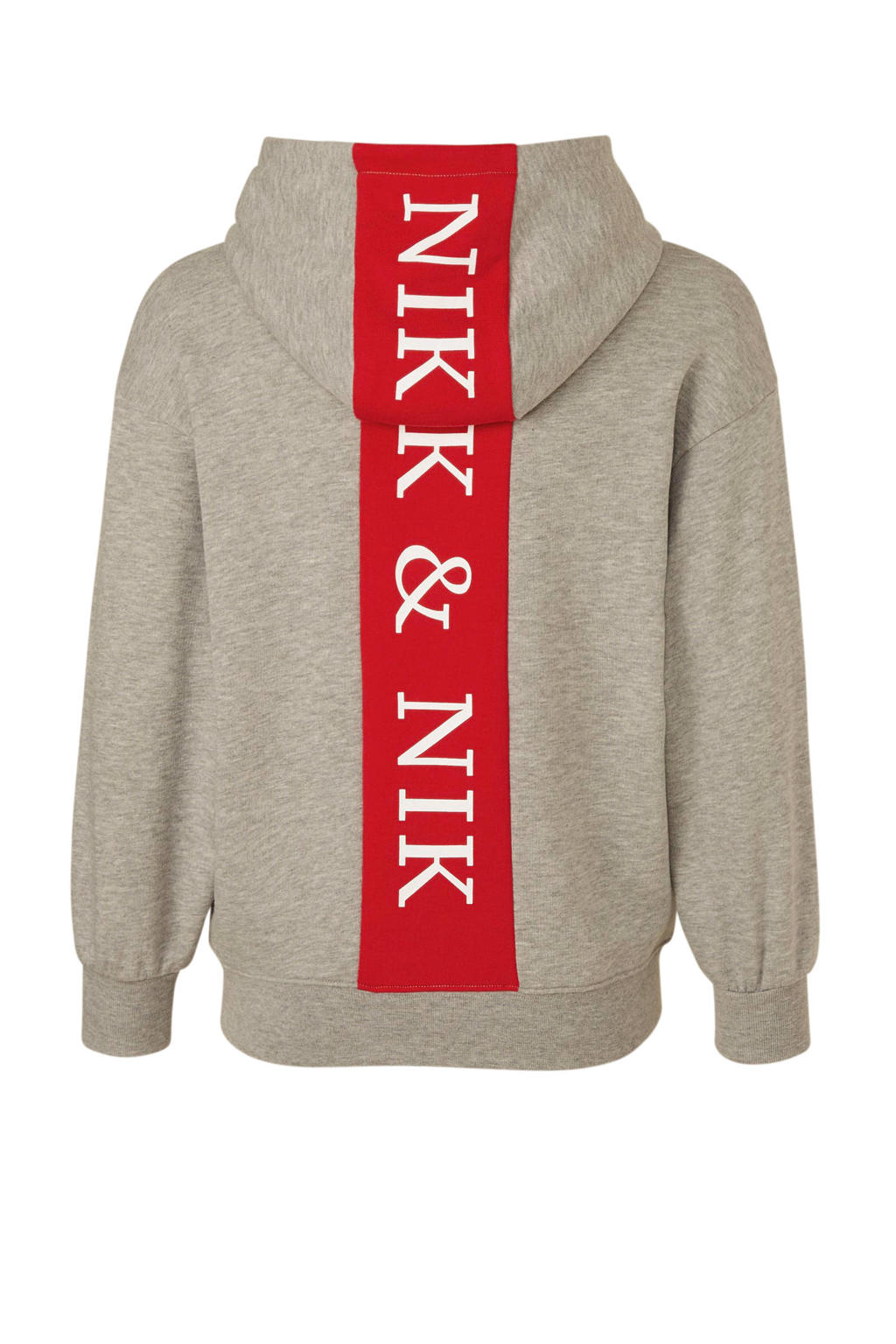 NIK&NIK hoodie Kloe met logo grijs melange/rood/wit | wehkamp