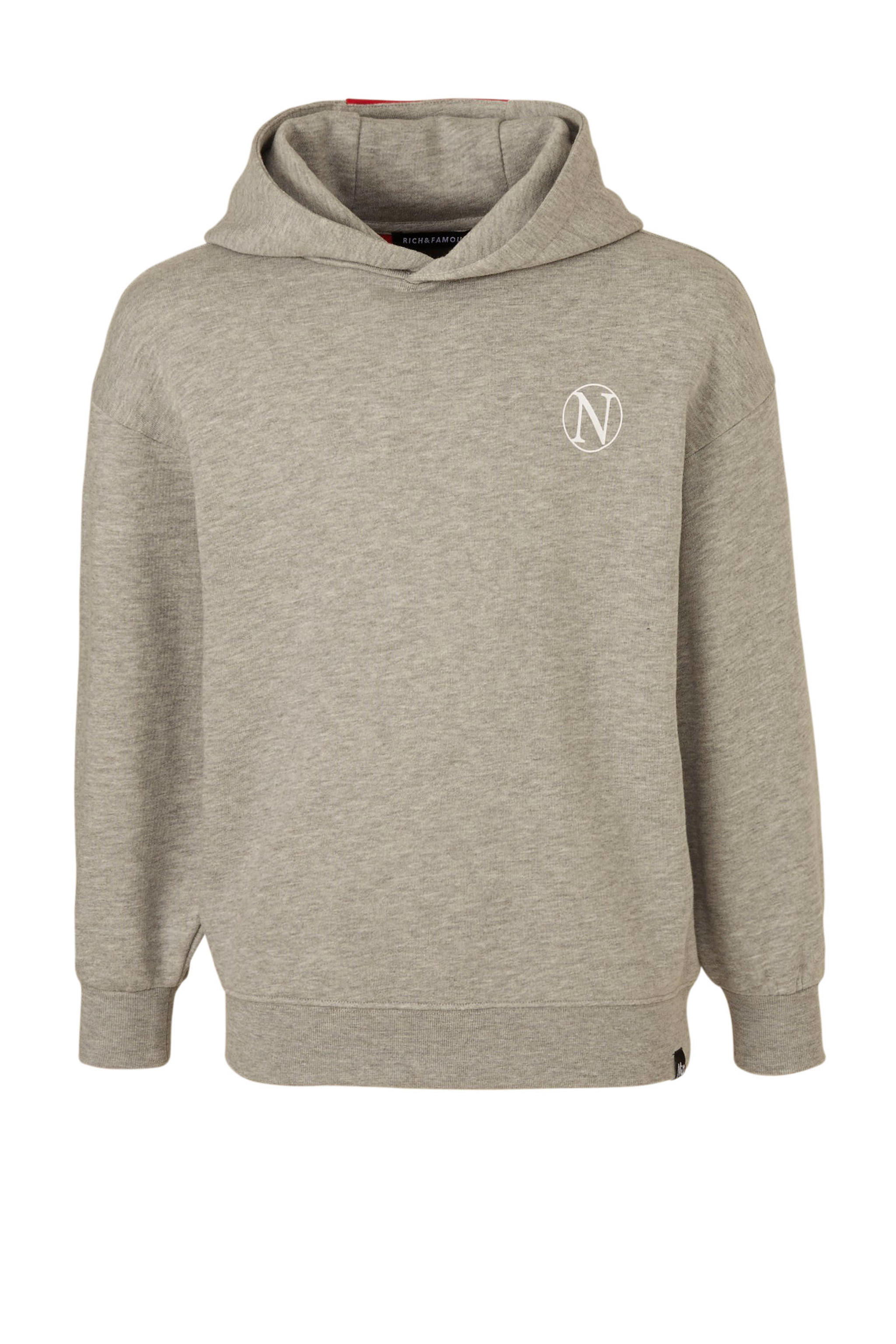 NIK&NIK hoodie Kloe met logo grijs melange/rood/wit | wehkamp