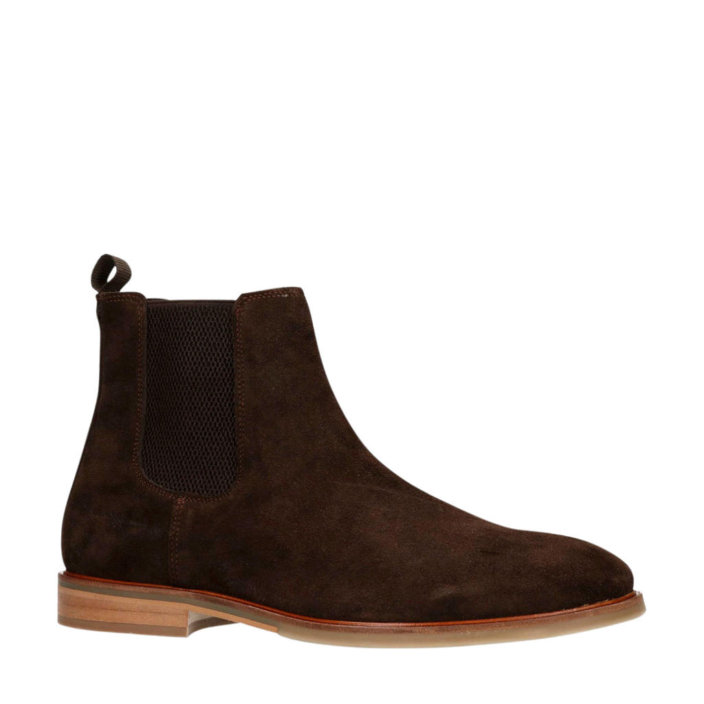 Manfield suède chelsea boots bruin | wehkamp