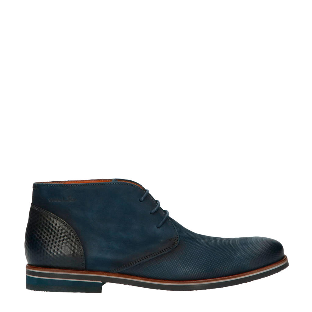 Van Lier 1955629 nubuck veterboots donkerblauw | wehkamp