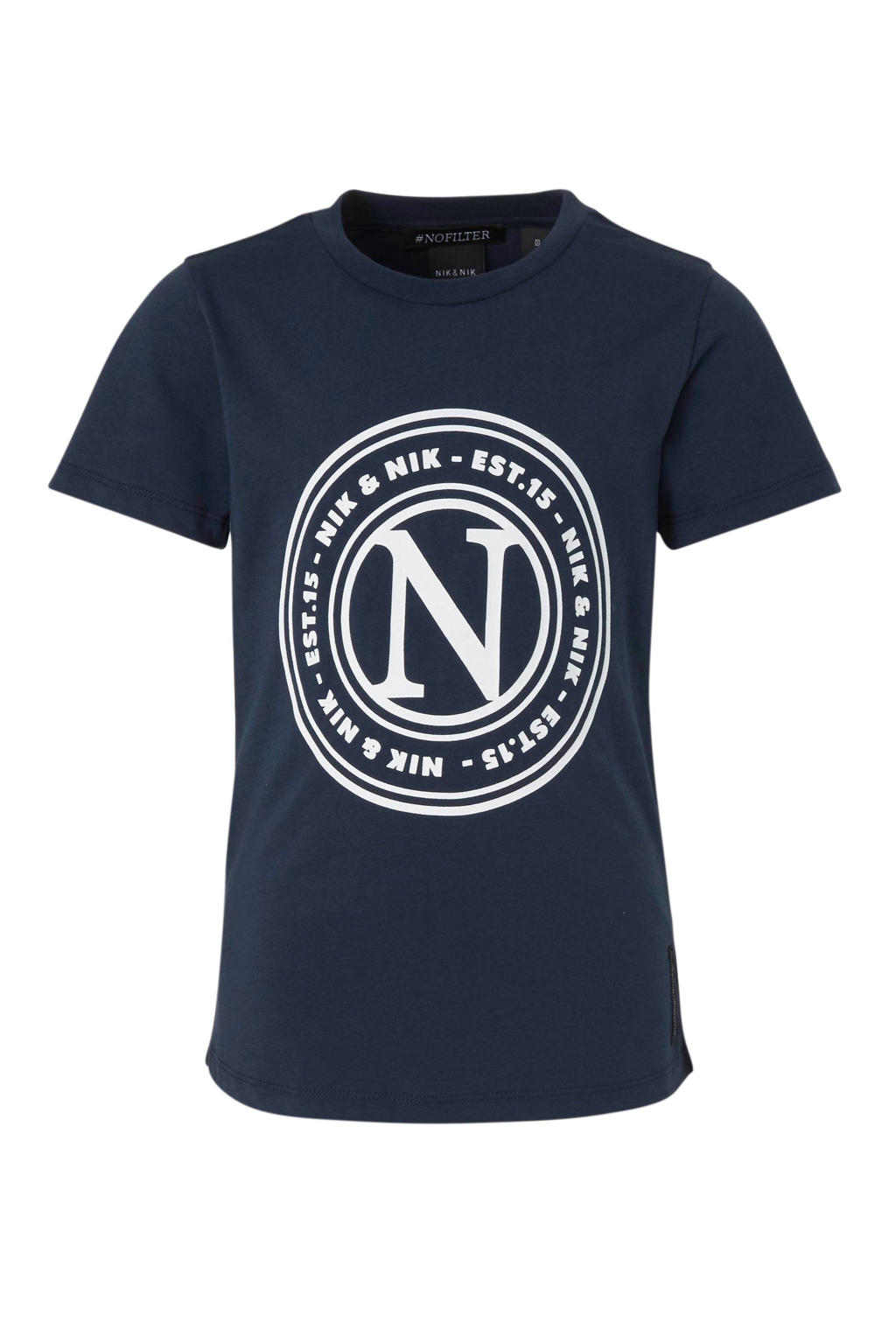 NIK&NIK T-shirt Leoni met printopdruk donkerblauw | wehkamp