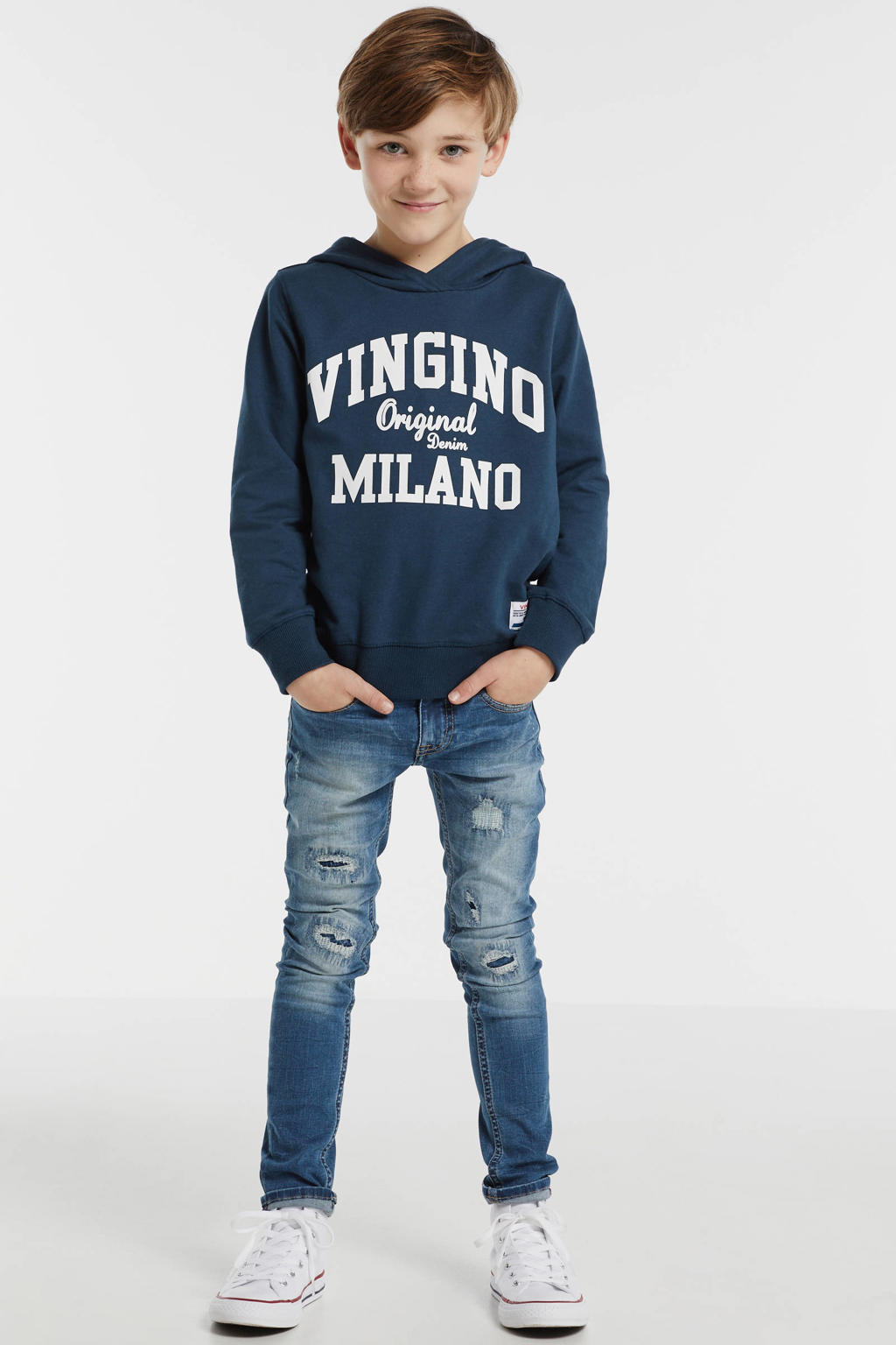 Vingino hoodie Mumfry met logo donkerblauw | wehkamp