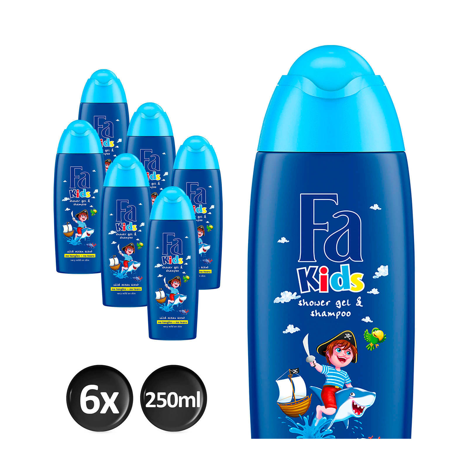 Fa Kids Douche & Shampoo Pirate - 6x 250ml multiverpakking | wehkamp