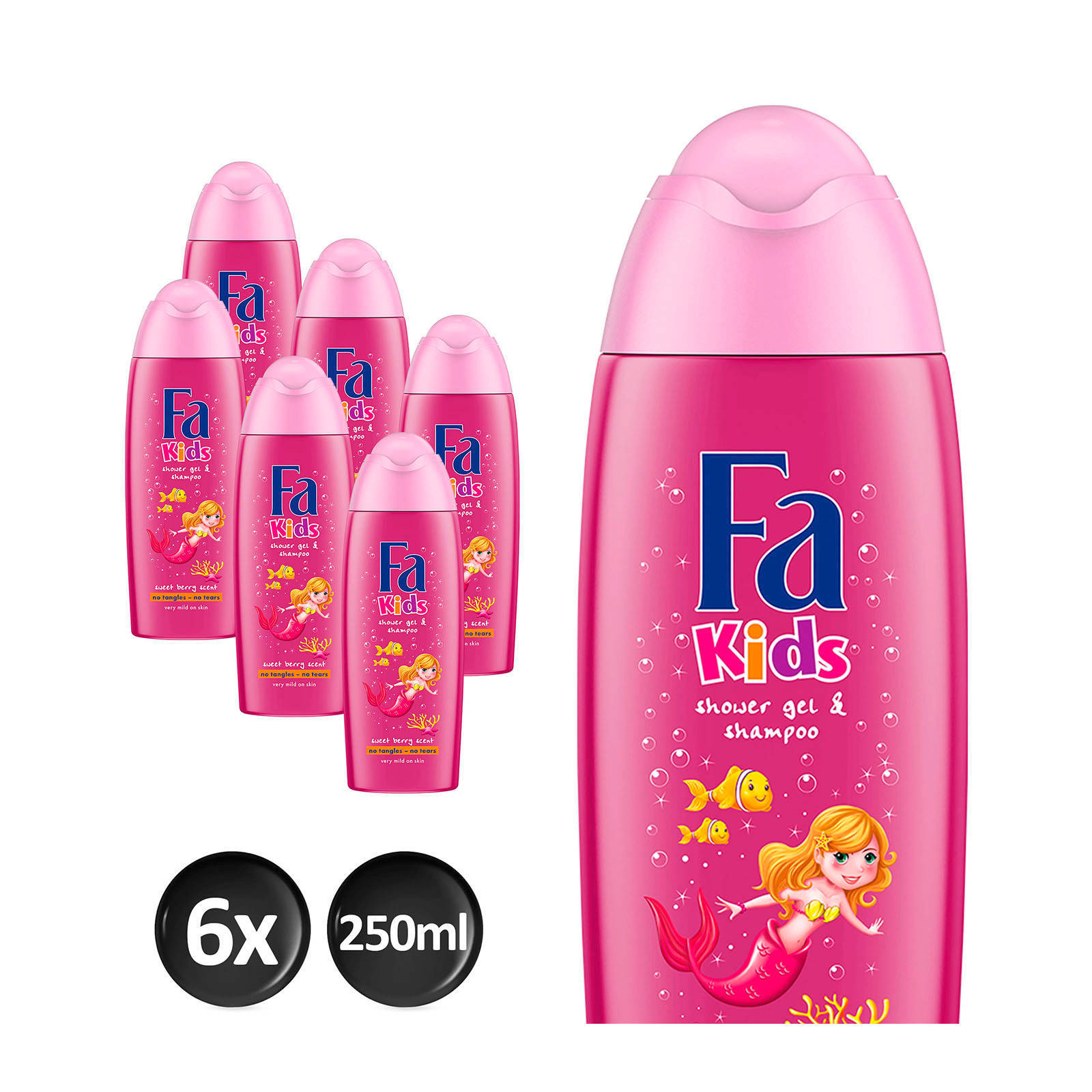Fa Kids Douche & Shampoo Mermaid - 6x 250ml multiverpakking | wehkamp