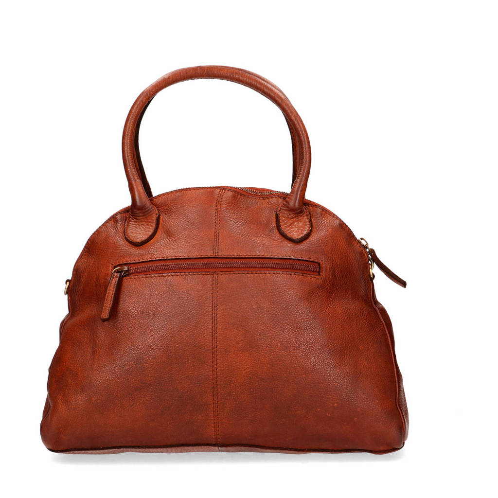 Manfield leren handtas cognac | wehkamp