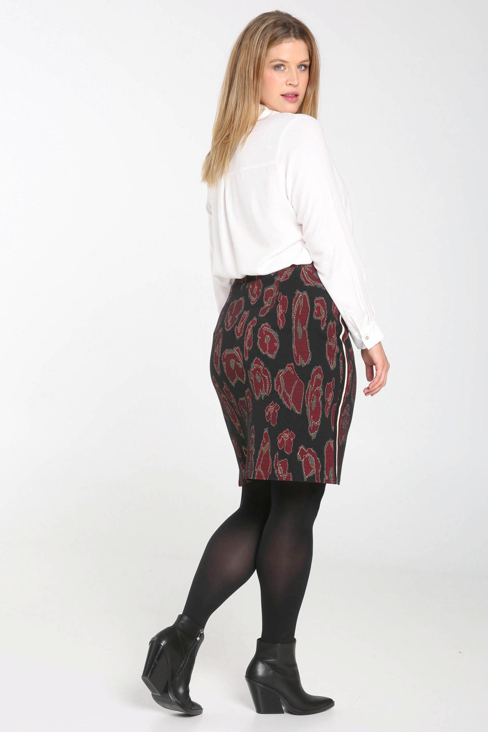 Paprika rok met contrastbies zwart/rood/groen | wehkamp