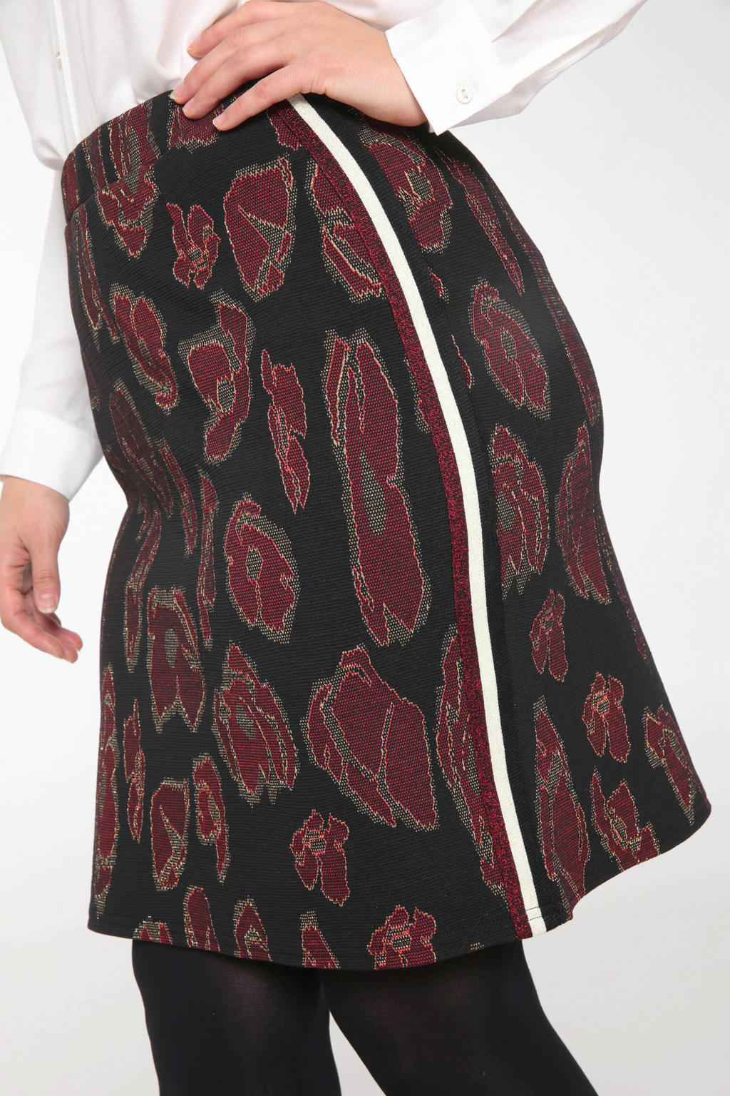 Paprika rok met contrastbies zwart/rood/groen | wehkamp