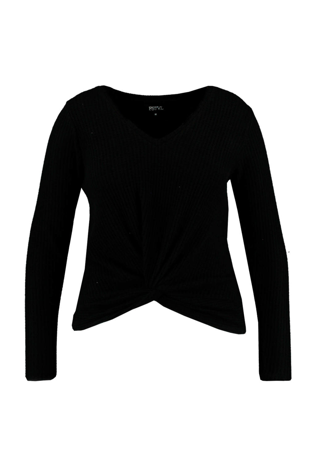 MS Mode top met textuur zwart | wehkamp