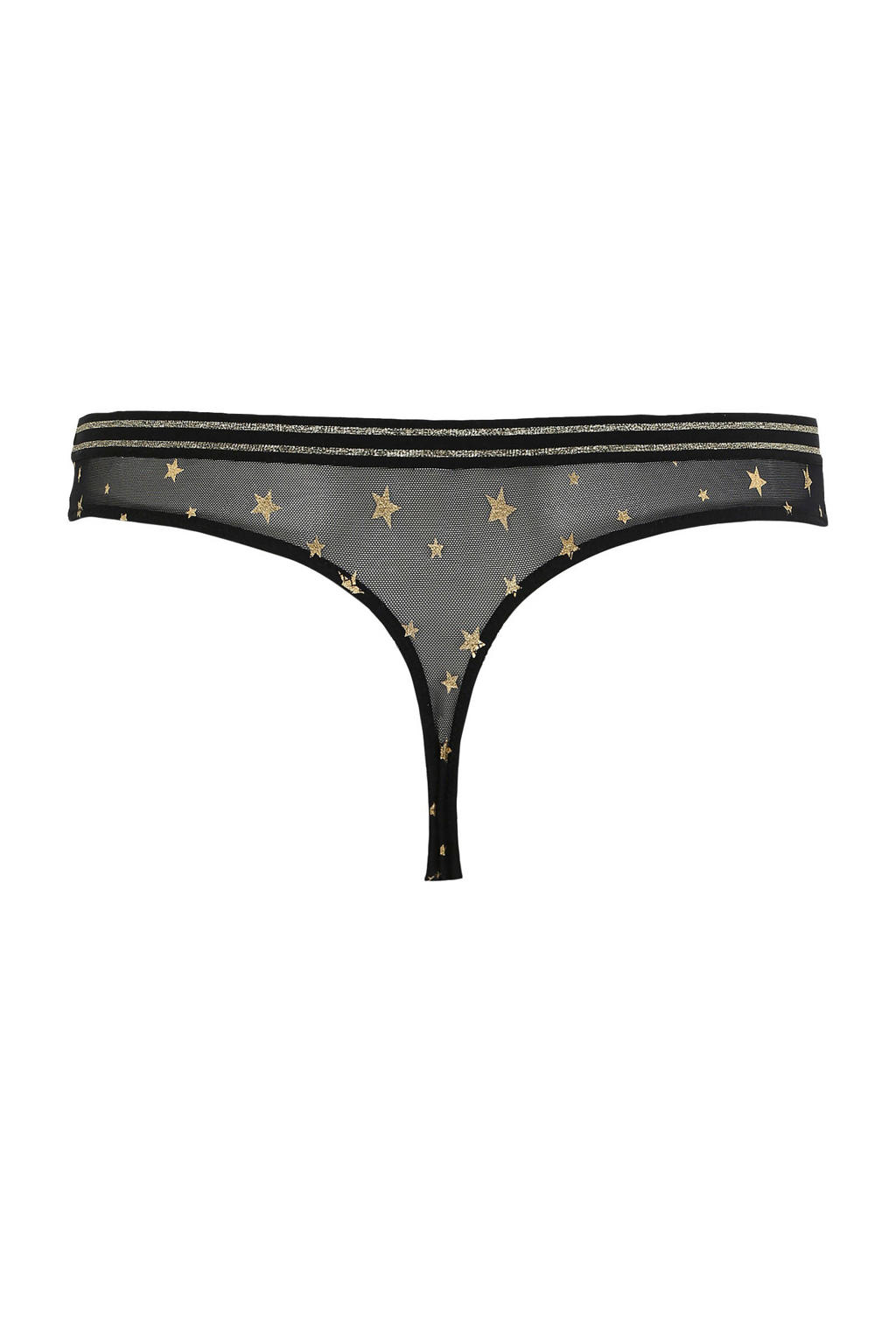 s.Oliver string met all over print zwart/goud | wehkamp