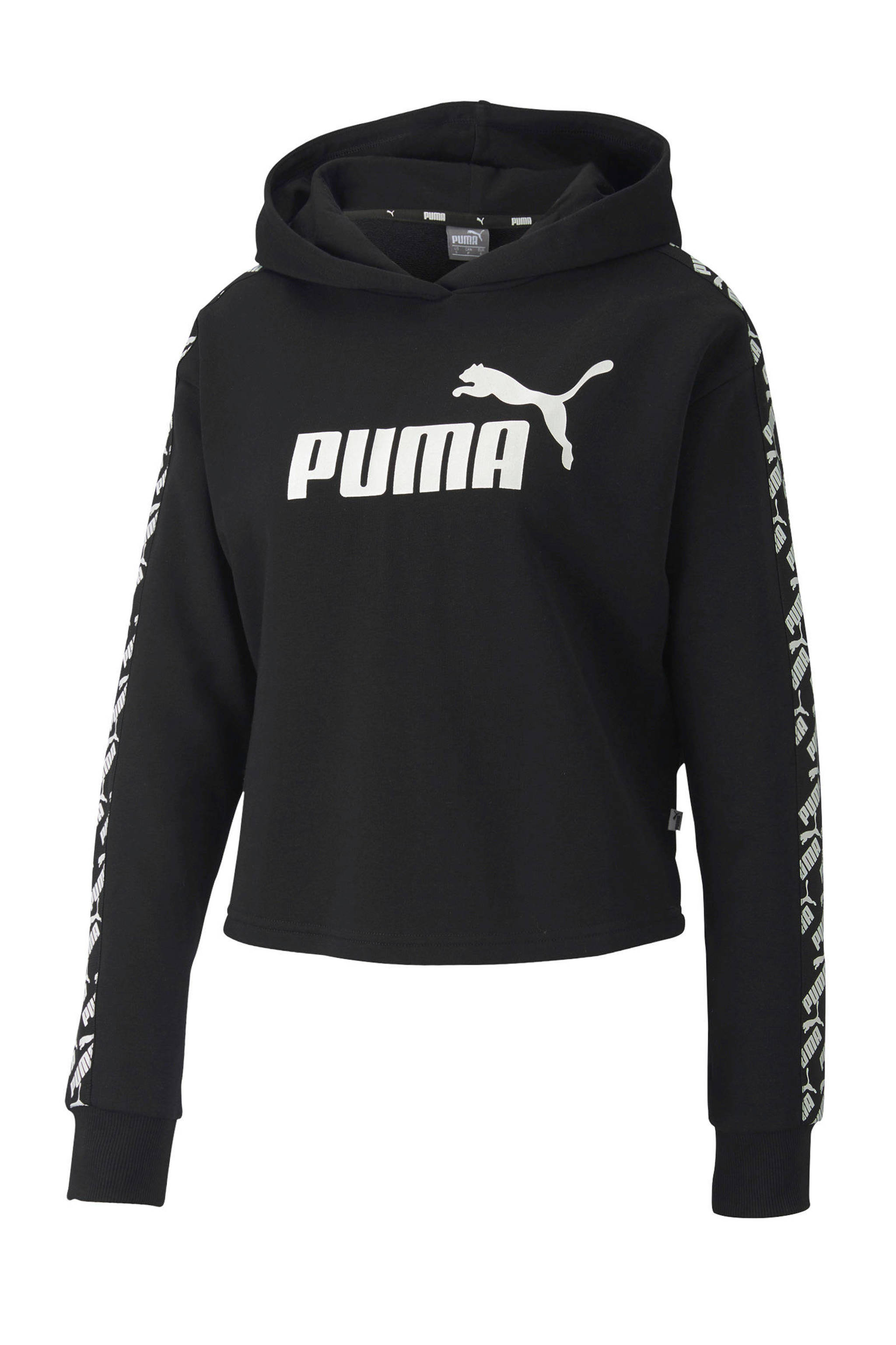 Puma cropped hoodie zwart | wehkamp