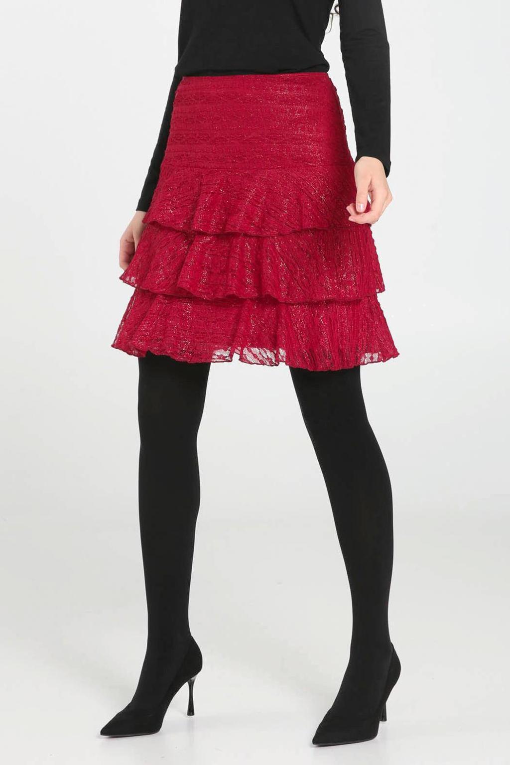 Cassis kanten rok met glitters bordeaux | wehkamp