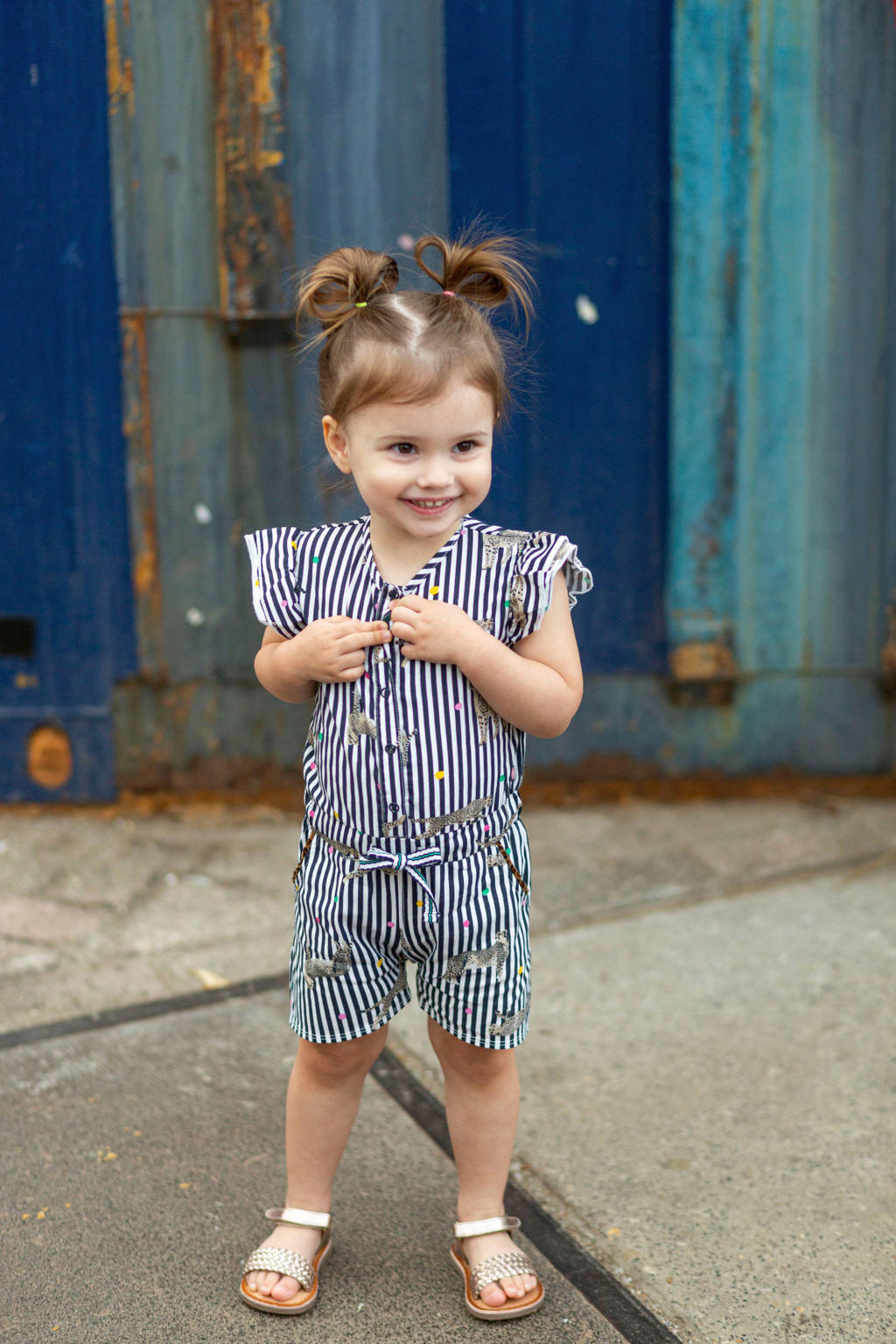 Quapi jumpsuit Bianca wit/zwart/bruin | wehkamp