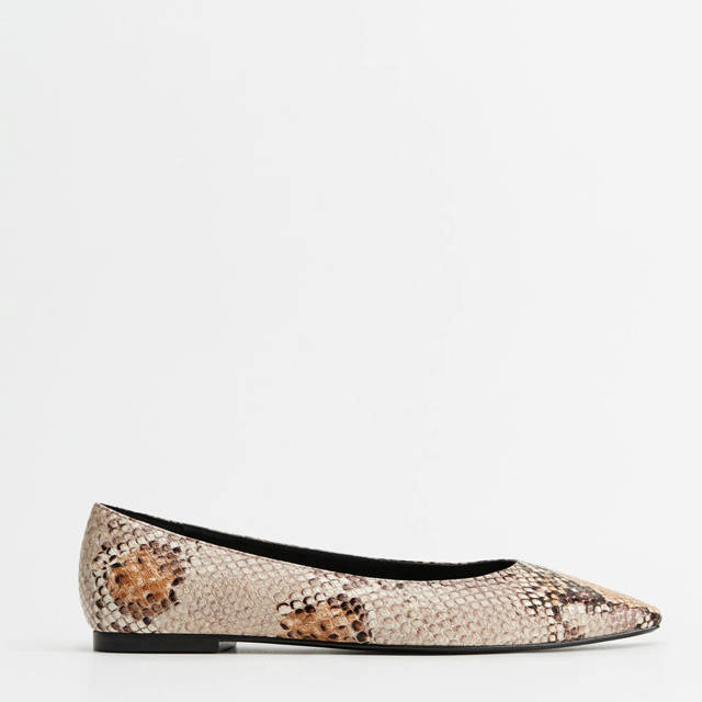 Mango ballerina's slangenprint beige | wehkamp