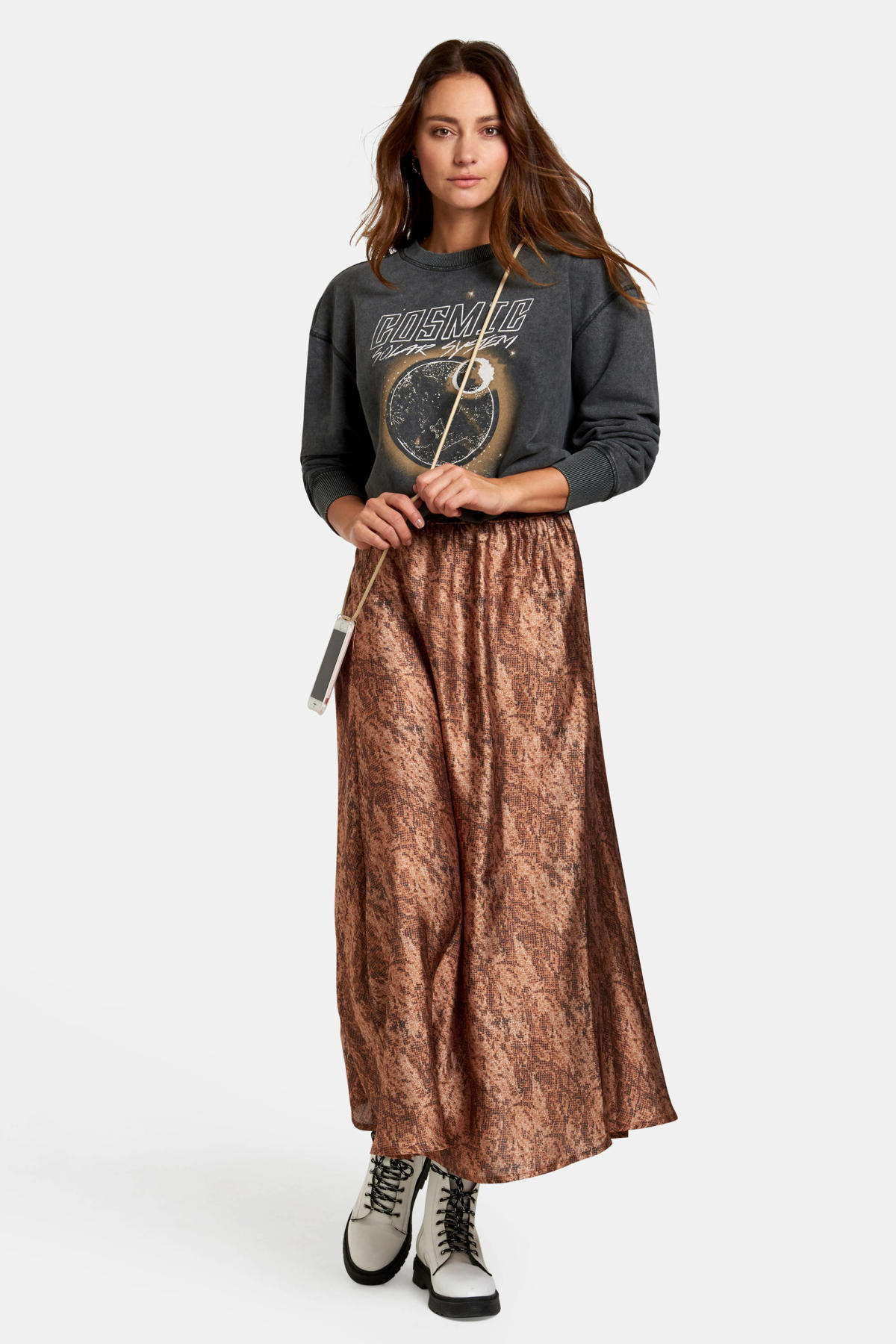 Shoeby sweater met printopdruk antraciet | wehkamp