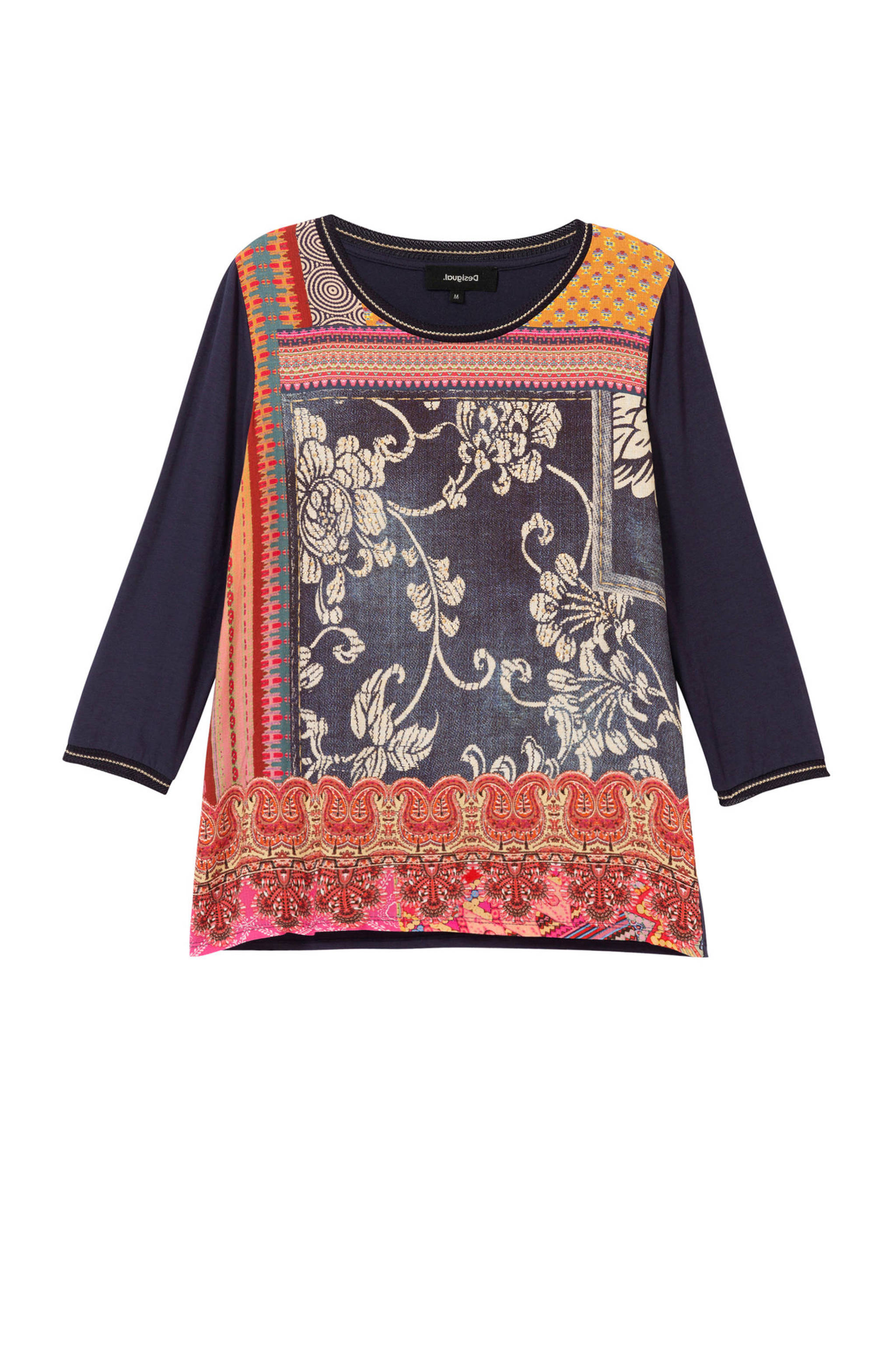 Desigual T-shirt met contrastbies multi | wehkamp