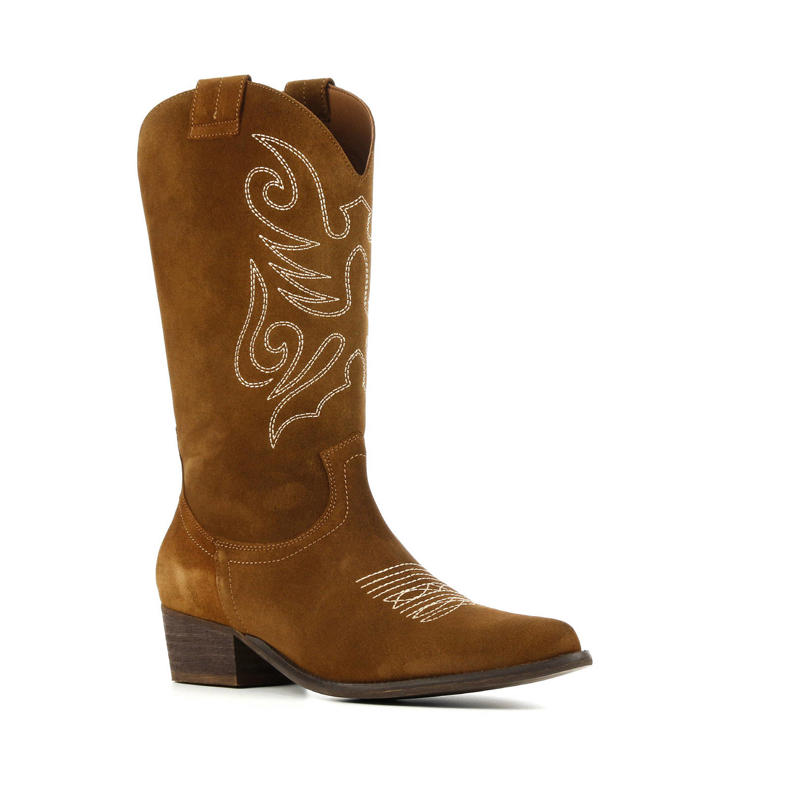 Jandra suède cowboylaarzen cognac | wehkamp