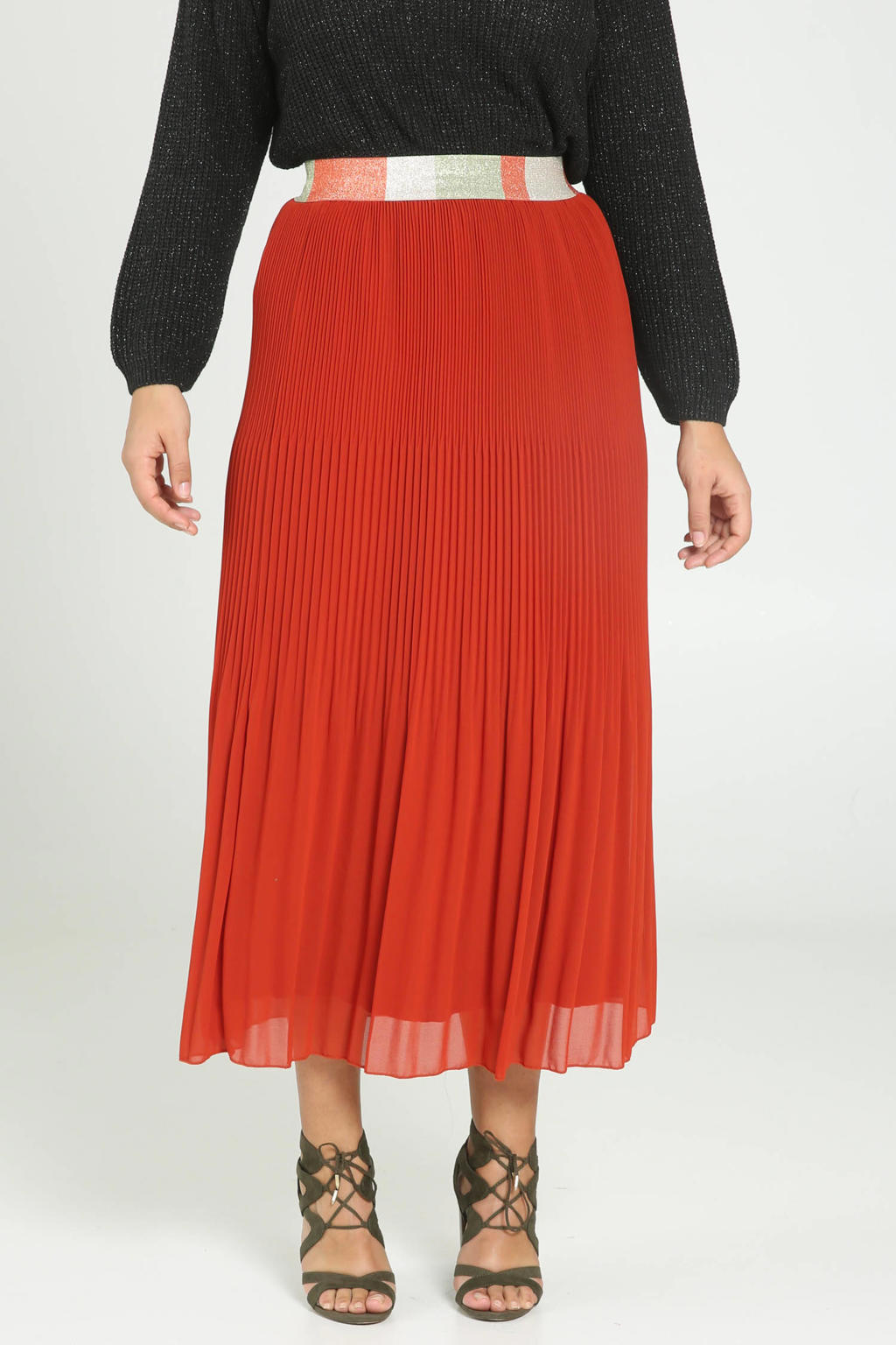 Paprika plissé rok oranje | wehkamp