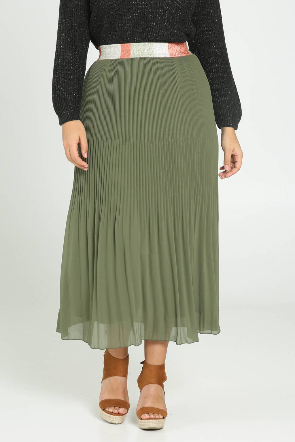 Paprika plissé rok groen | wehkamp