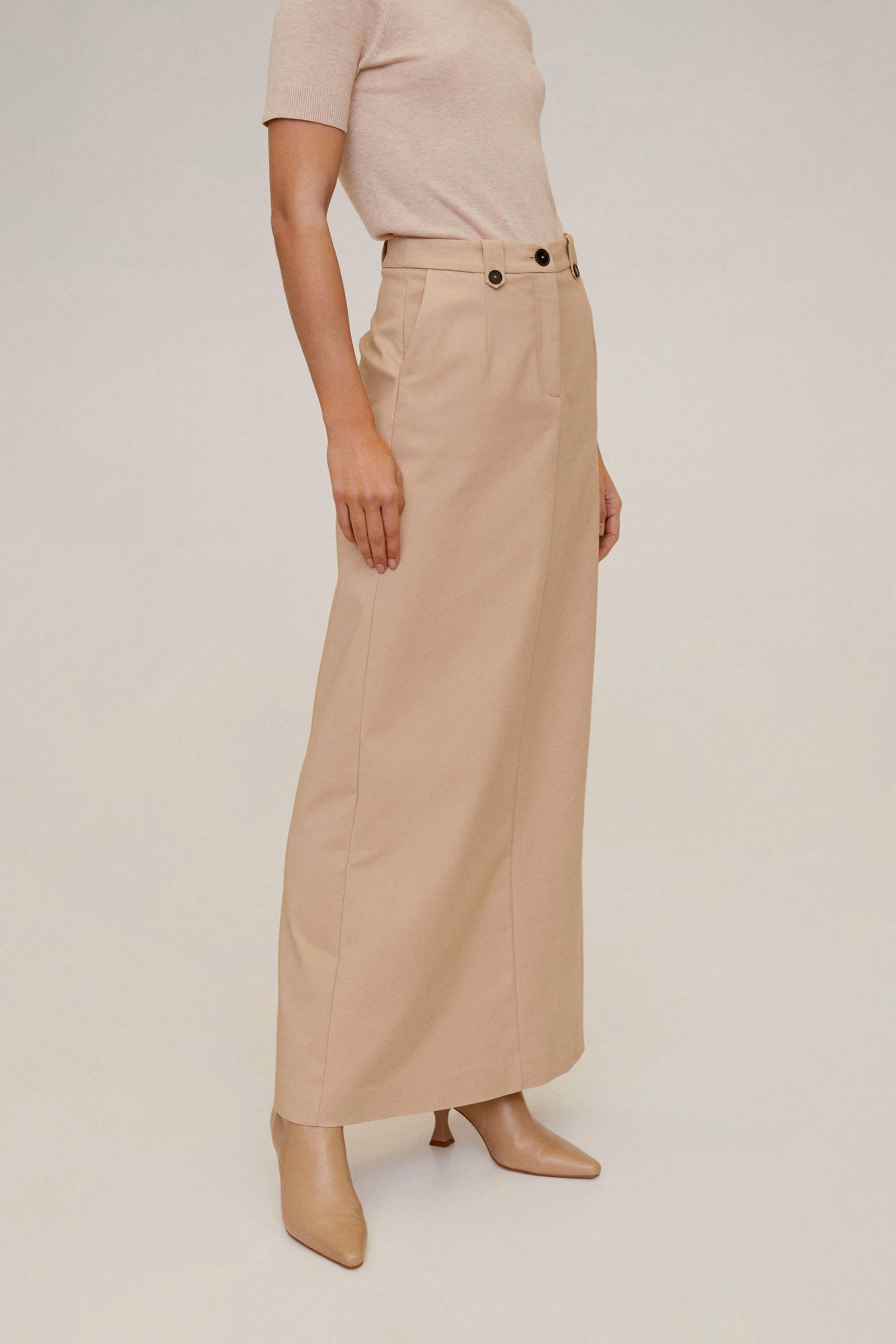 Mango lange rok beige | wehkamp