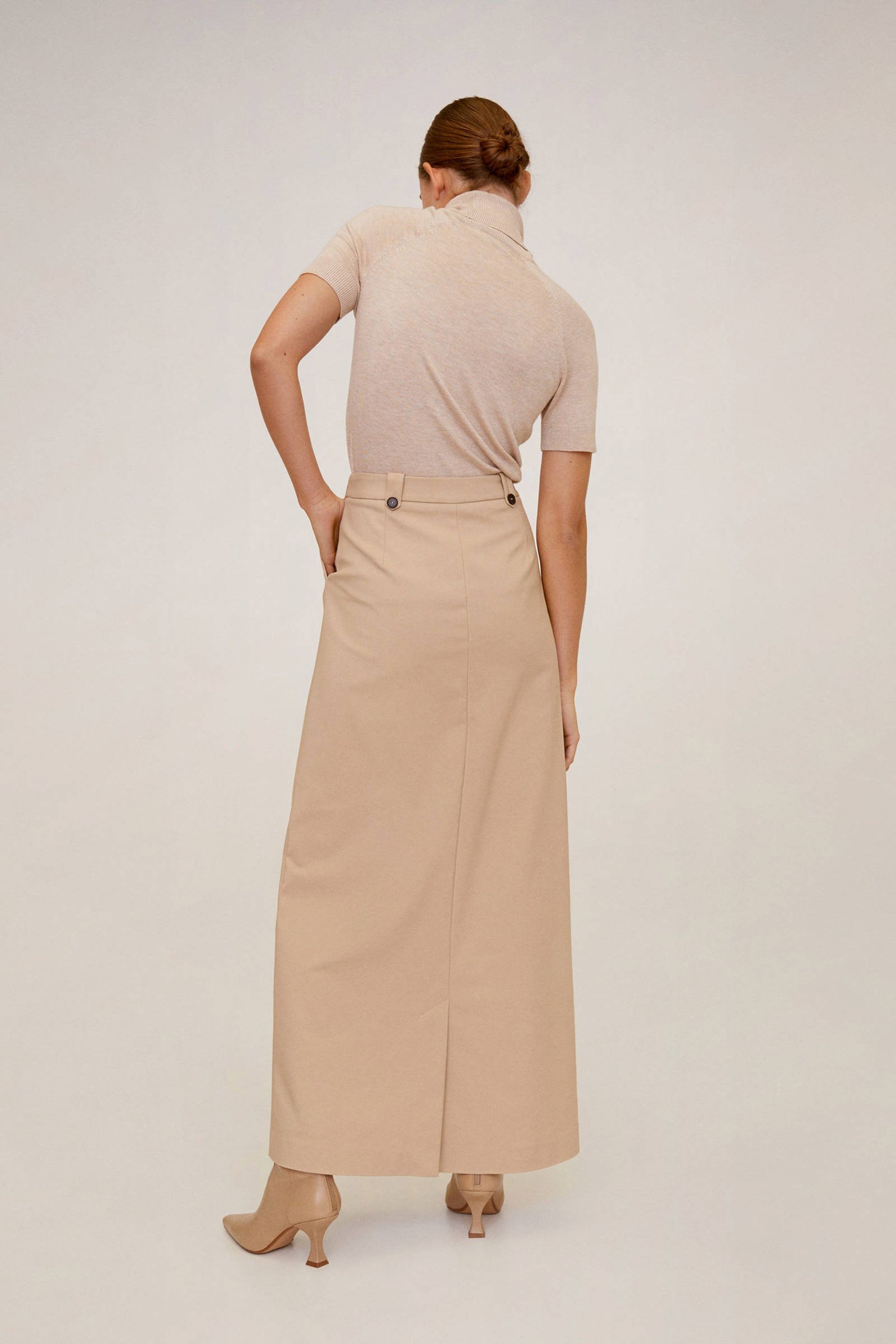 Mango lange rok beige | wehkamp