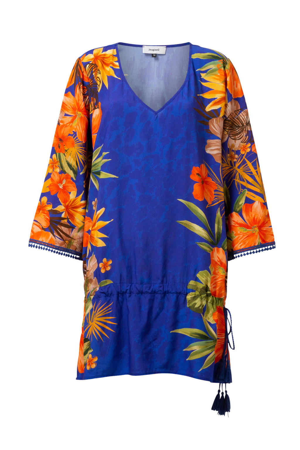 Desigual strandtuniek met bloemen blauw/oranje | wehkamp