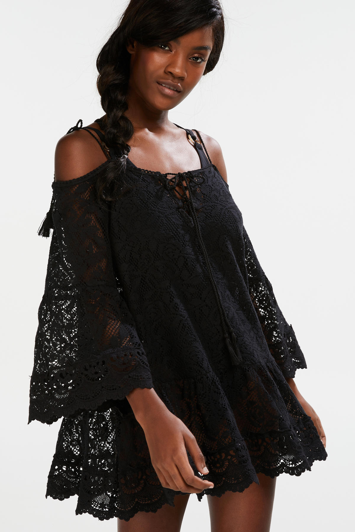 Hunkemöller off shoulder strandtuniek zwart | wehkamp