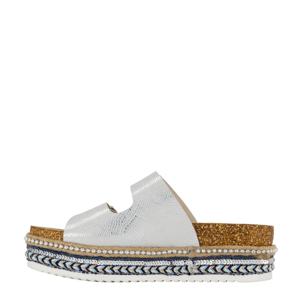 Graceland plateau slippers zilver | wehkamp