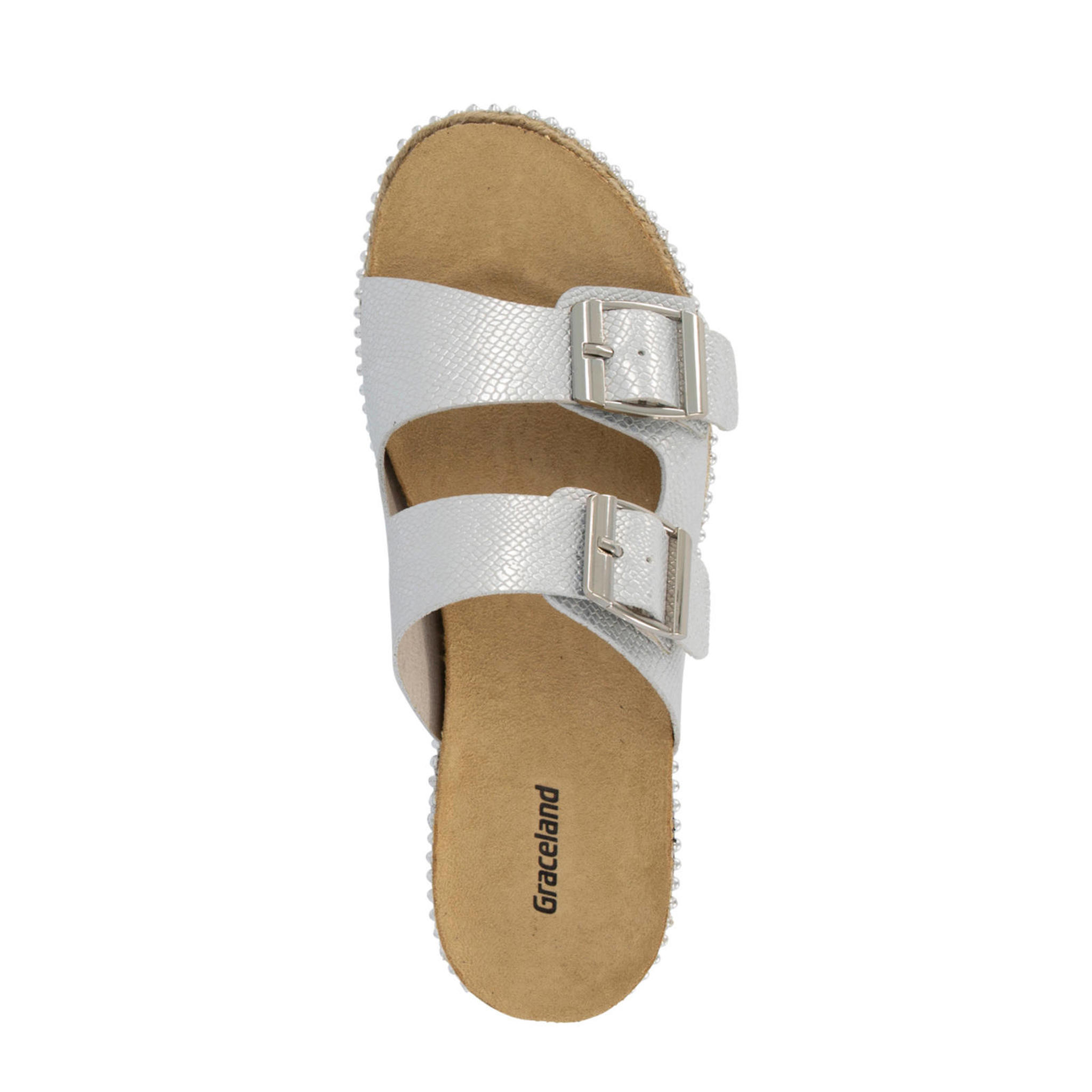 Graceland plateau slippers zilver | wehkamp