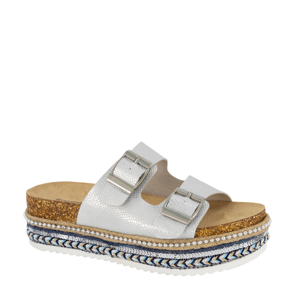 Graceland plateau slippers zilver | wehkamp