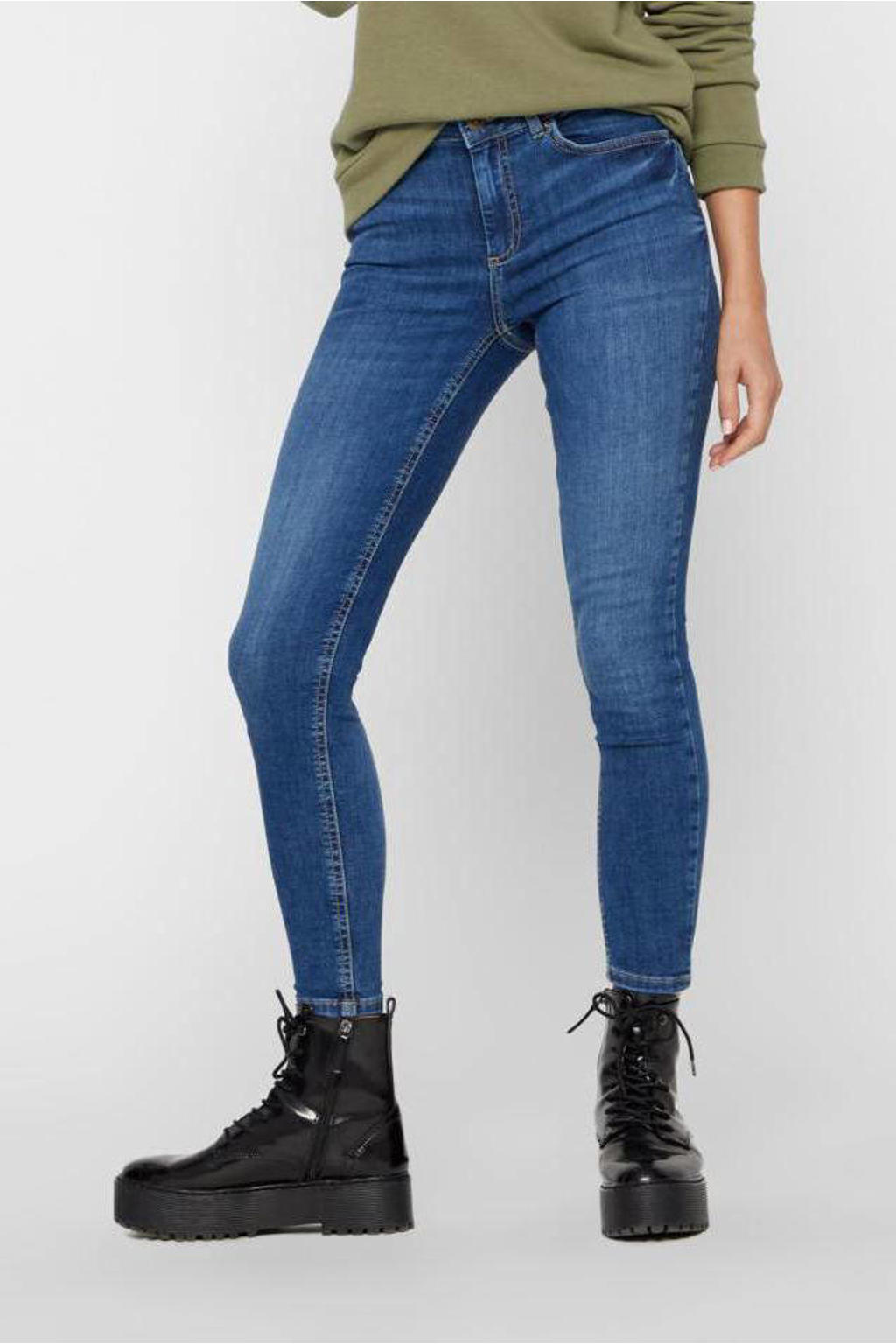 PIECES skinny jeans PCDELLY medium blue denim | wehkamp