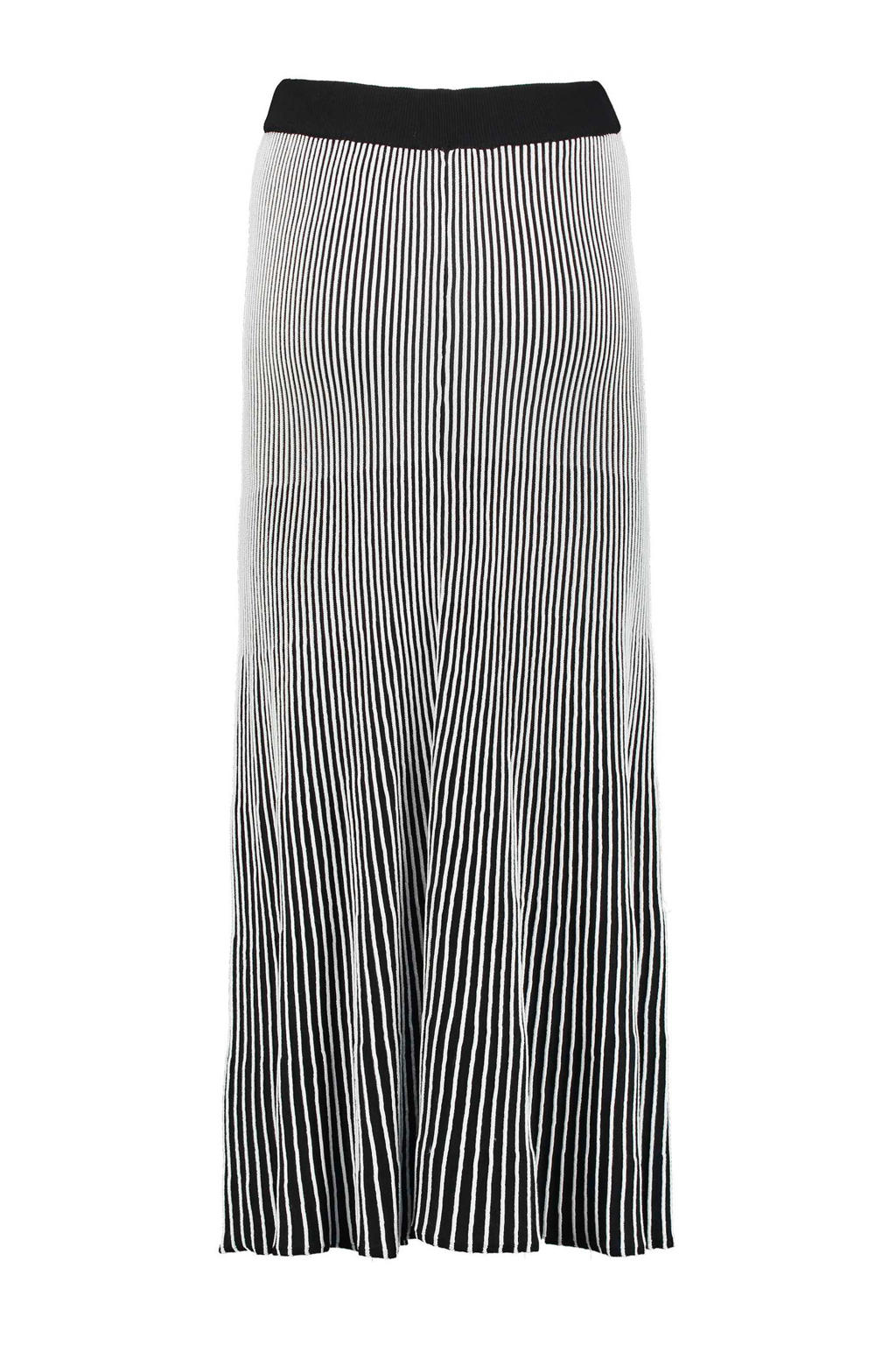 Expresso gestreepte plissé rok zwart/wit | wehkamp