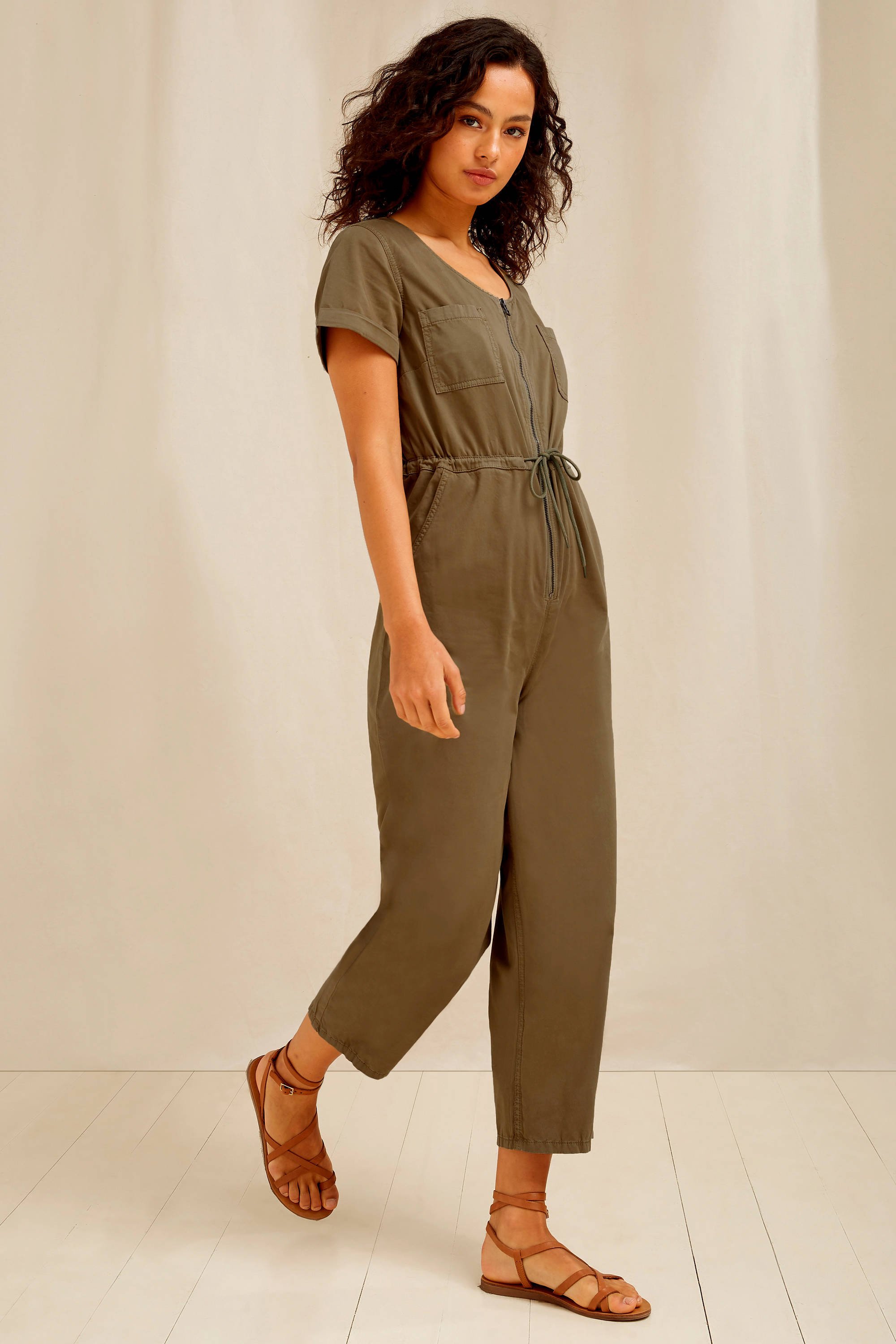People Tree jumpsuit kaki | wehkamp