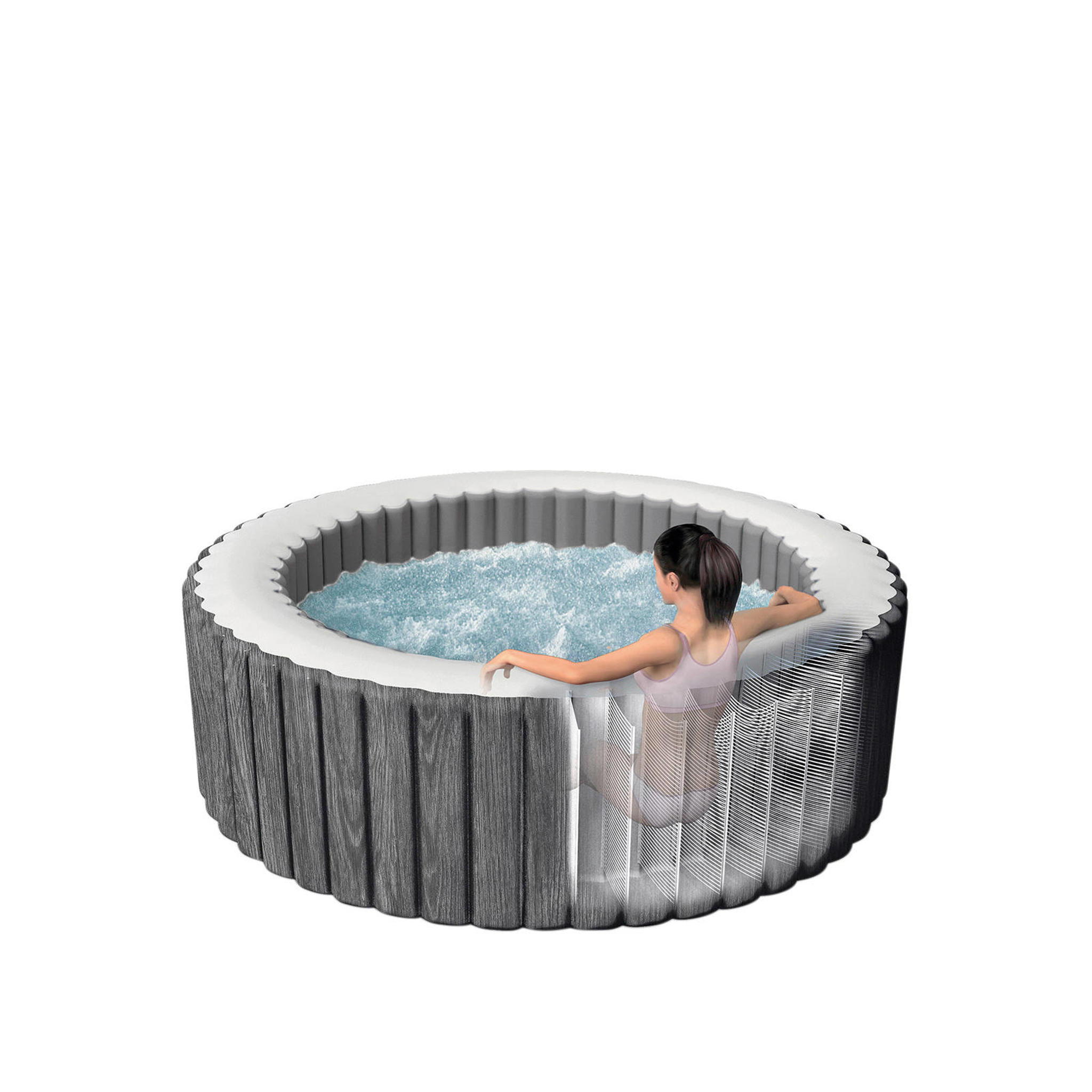 Intex PureSpa greywood deluxe jacuzzi (Ø196 cm, 4 persoons) | wehkamp