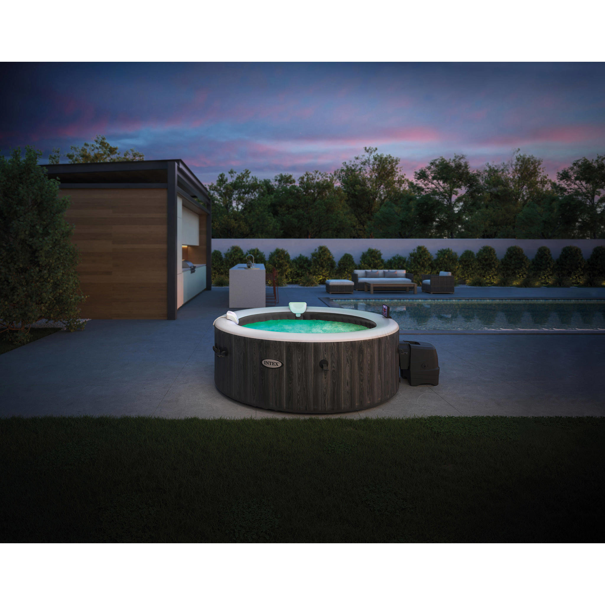 Intex PureSpa greywood deluxe jacuzzi (Ø196 cm, 4 persoons) | wehkamp