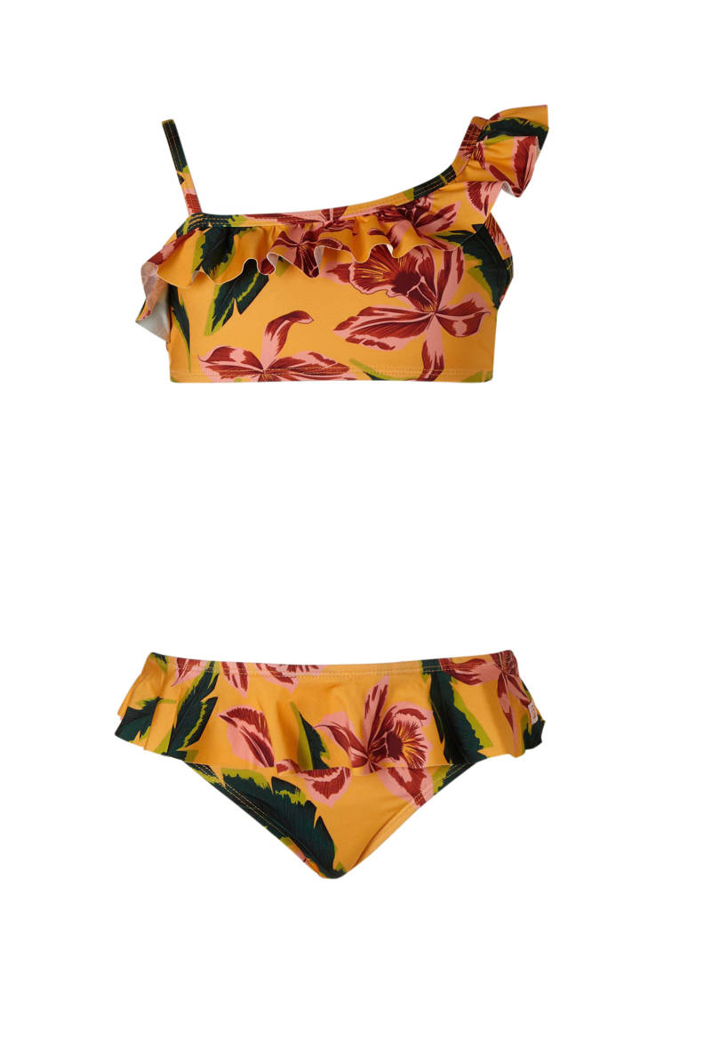 Scotch & Soda gebloemde crop bikini geel | wehkamp