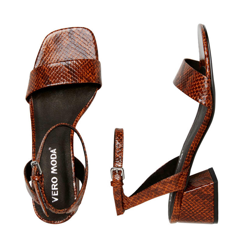 VERO MODA sandalettes slangenprint cognac | wehkamp