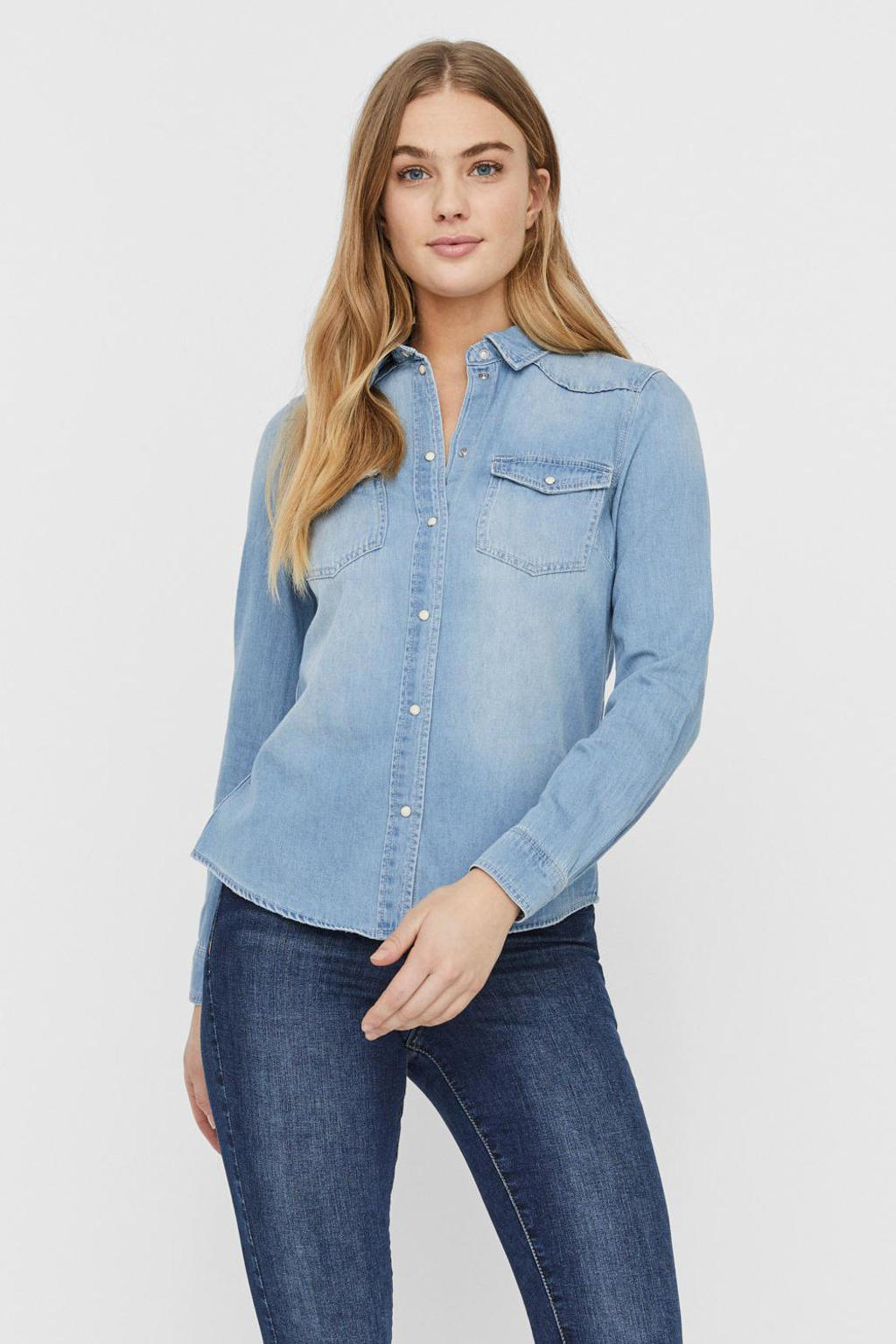 VERO MODA denim blouse VMMARIA light blue denim | wehkamp