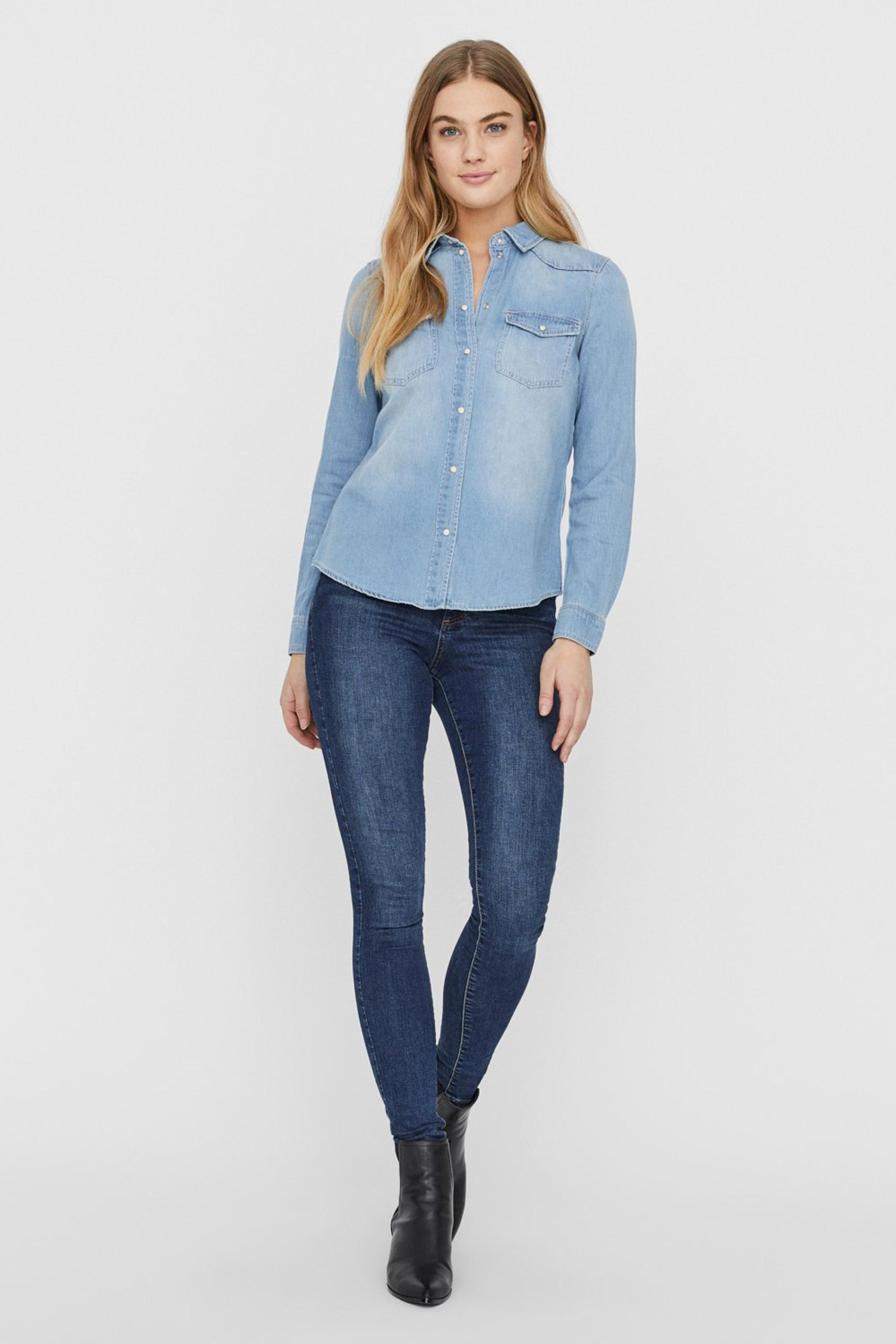 VERO MODA denim blouse VMMARIA light blue denim | wehkamp
