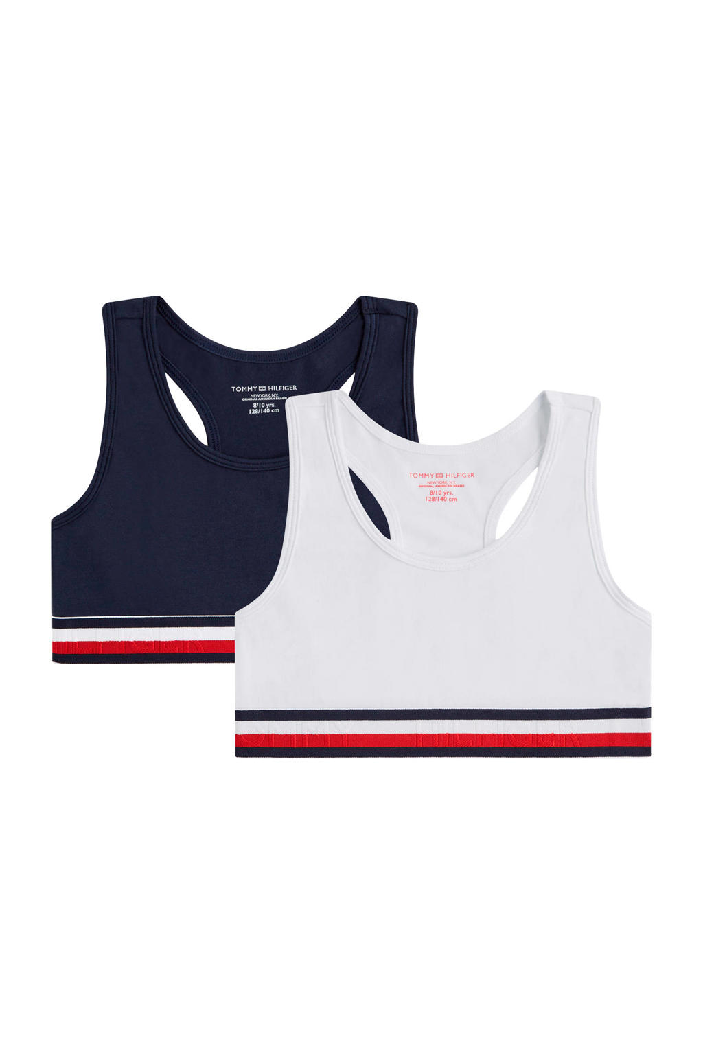 Tommy Hilfiger bh top - set van 2 wit/donkerblauw | wehkamp
