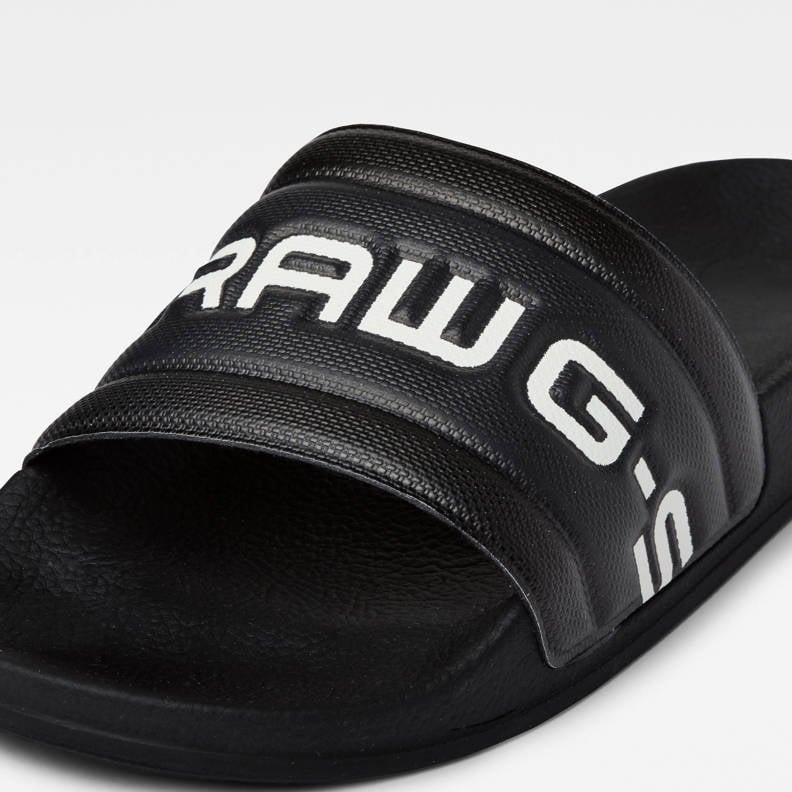 G-Star RAW Cart Slide III slippers zwart/wit | wehkamp