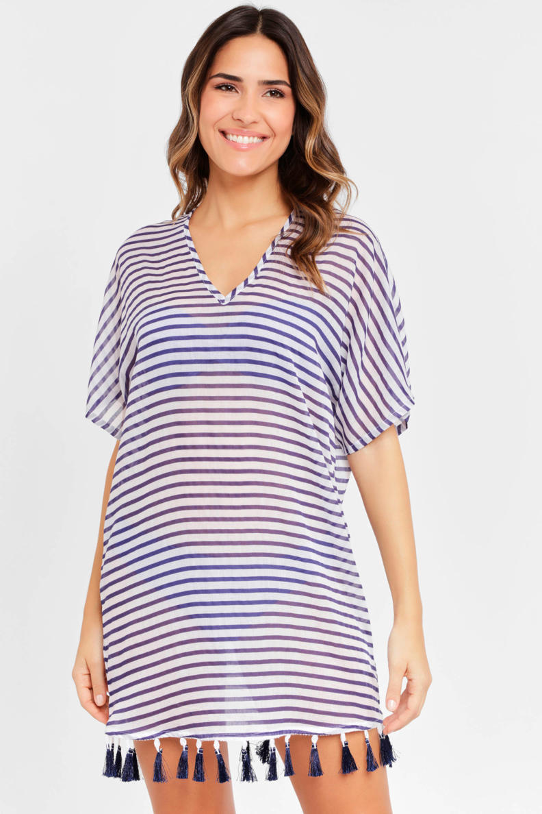 Venice Beach gestreepte strandtuniek blauw/wit | wehkamp