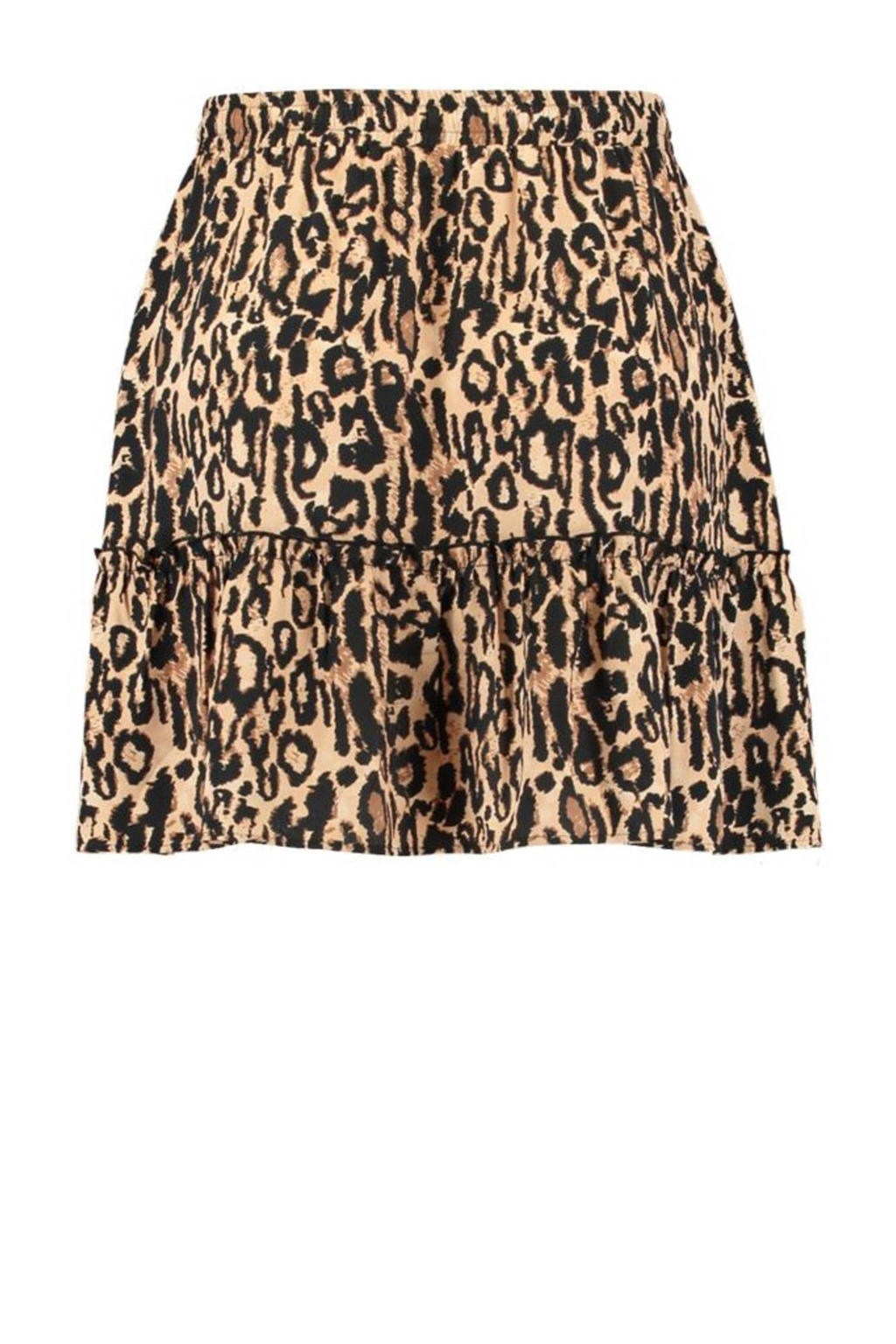 MS Mode rok met panterprint en ruches bruin/beige | wehkamp