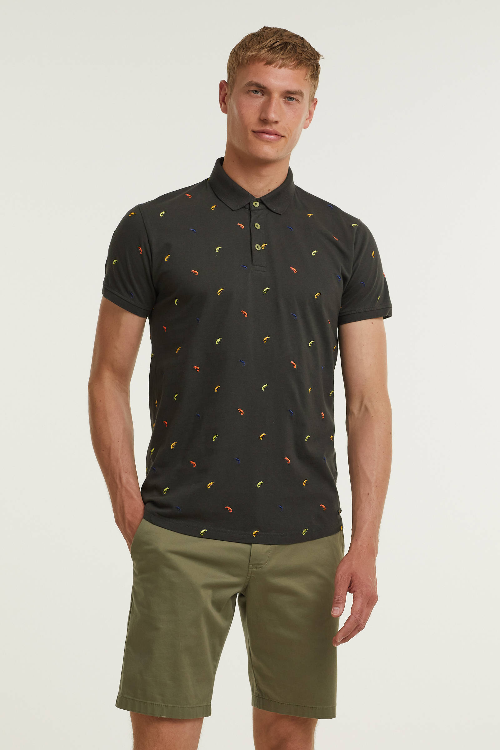 No Excess regular fit polo met all over print donkergroen | wehkamp