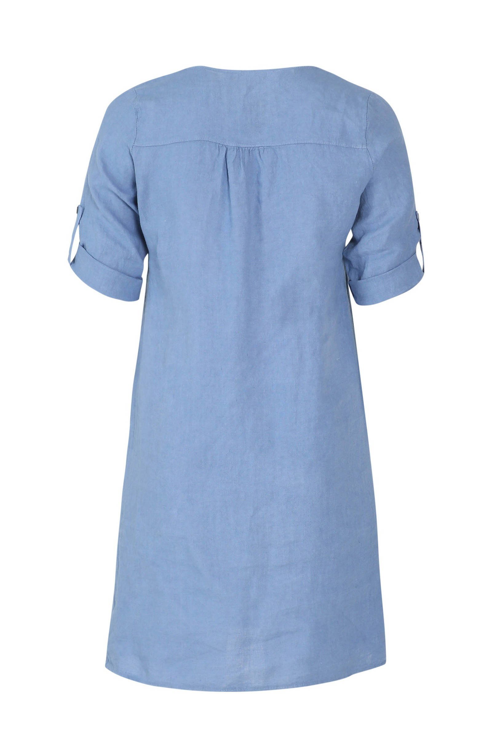 Paprika linnen jurk blauw | wehkamp