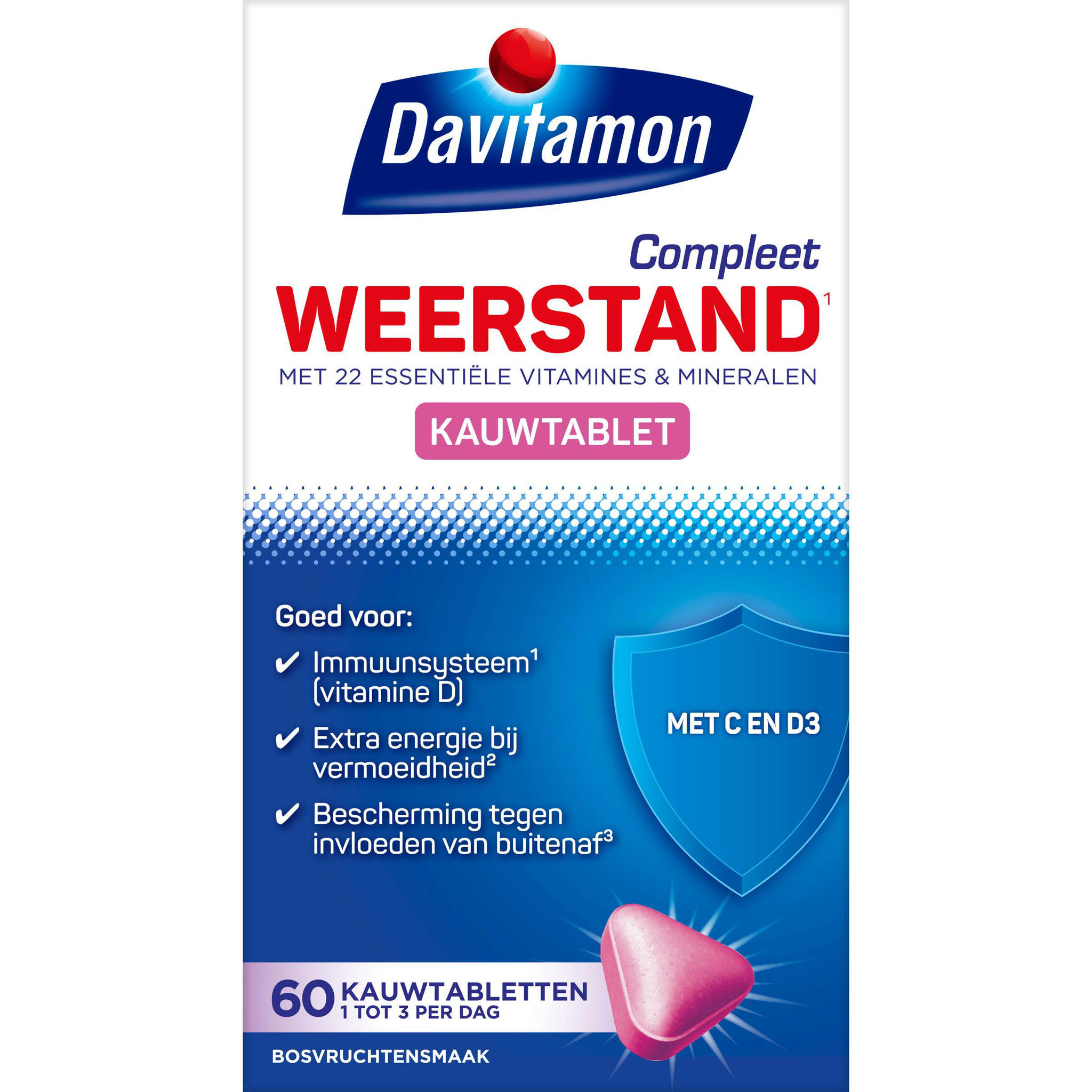 Davitamon Compleet Weerstand Kauwvitamines bosvruchten - 60 tabletten ...