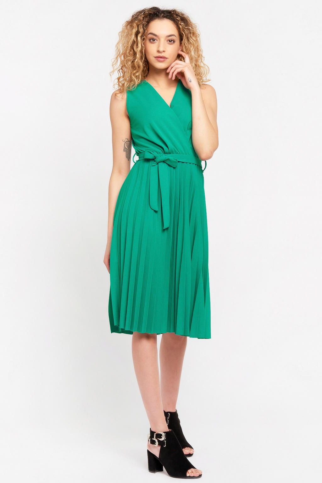 LOLALIZA jurk en ceintuur groen | wehkamp